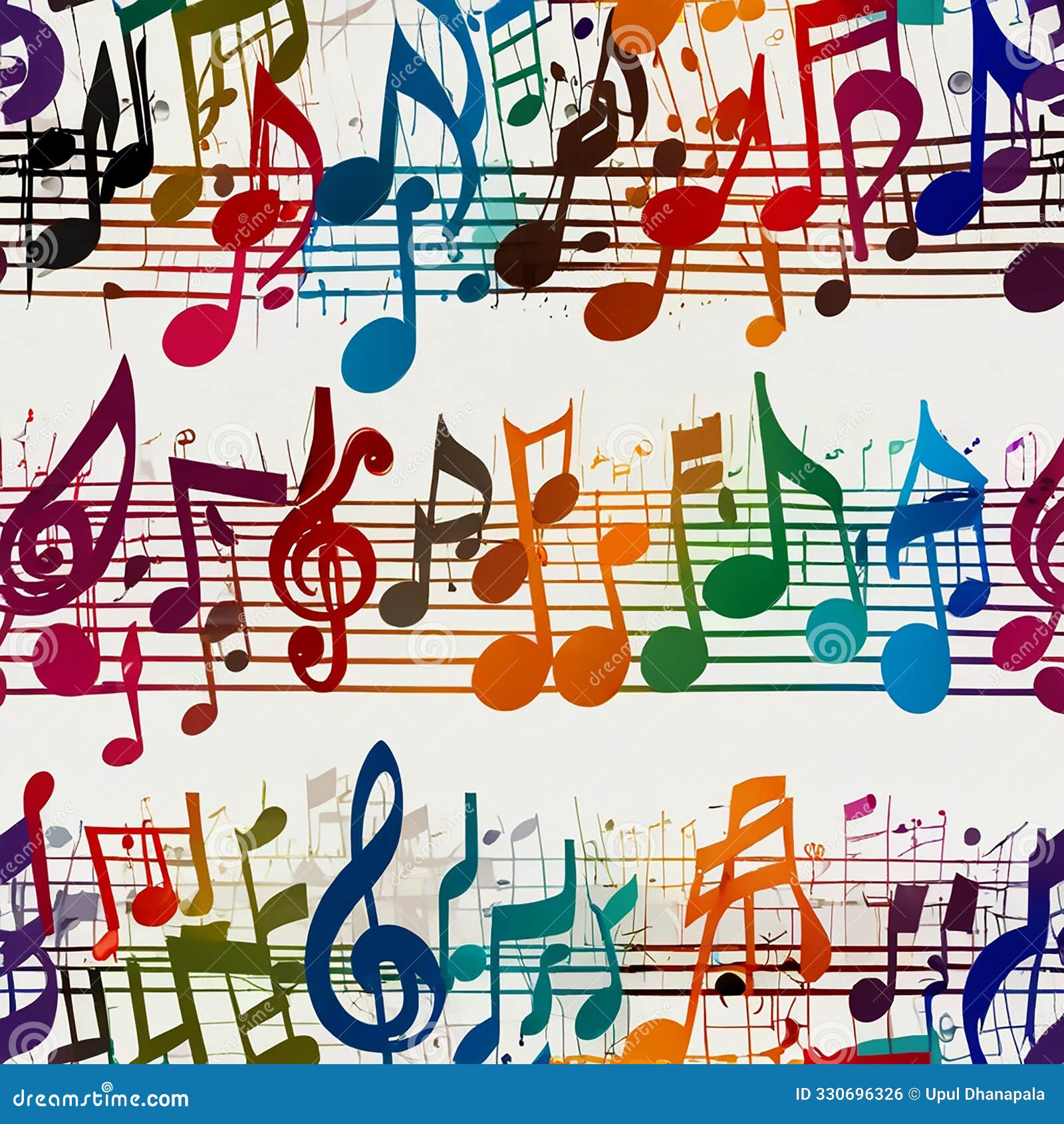 Illustration of Colorful Music Notes on White Background Stock ...
