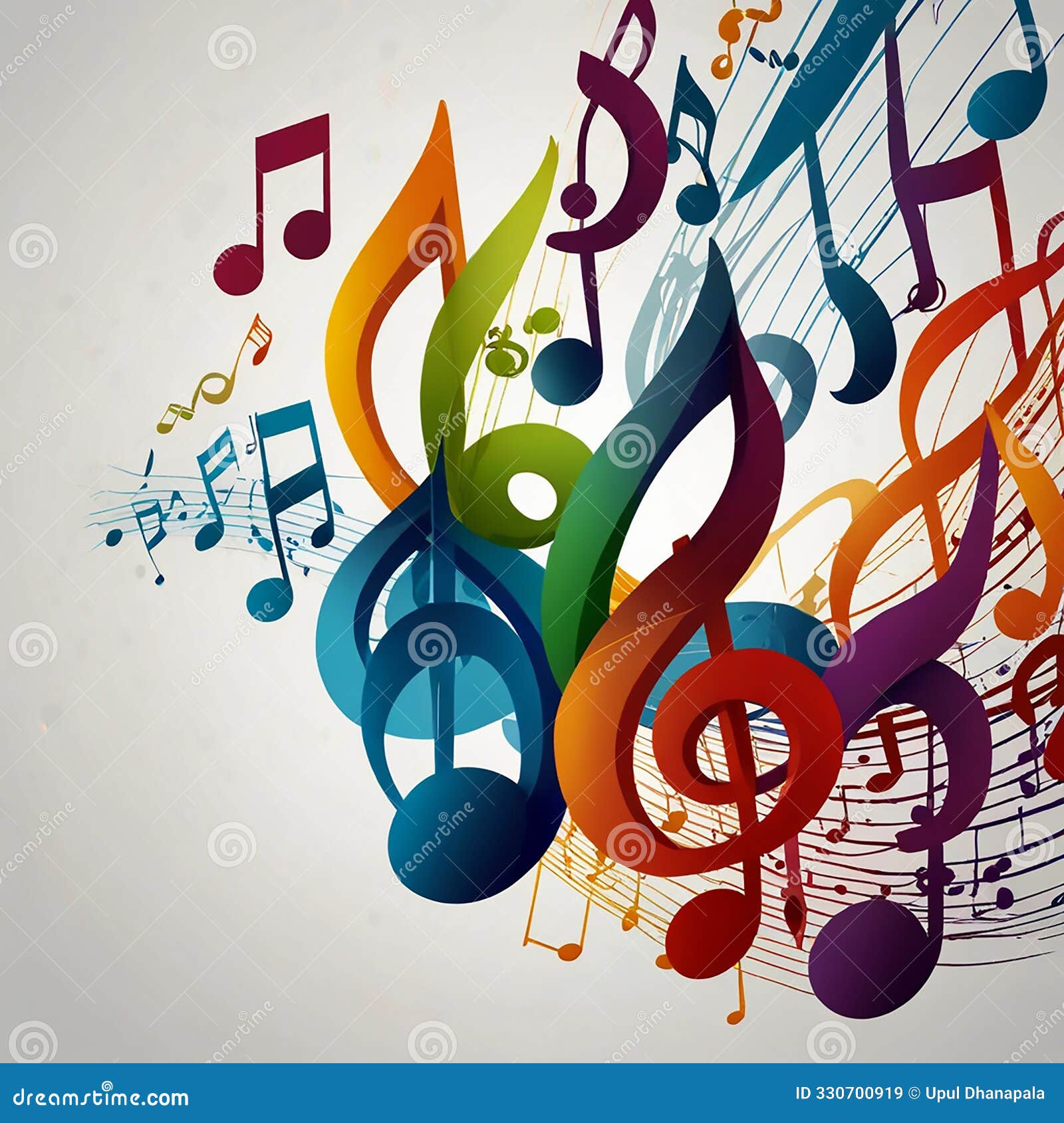 Illustration of Colorful Music Notes on White Background Stock ...