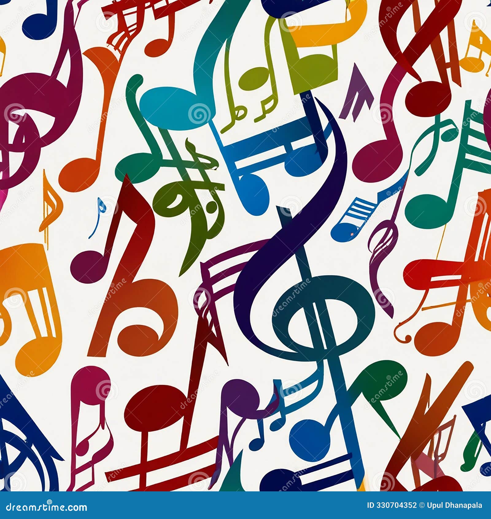 Illustration of Colorful Music Notes on White Background Stock ...