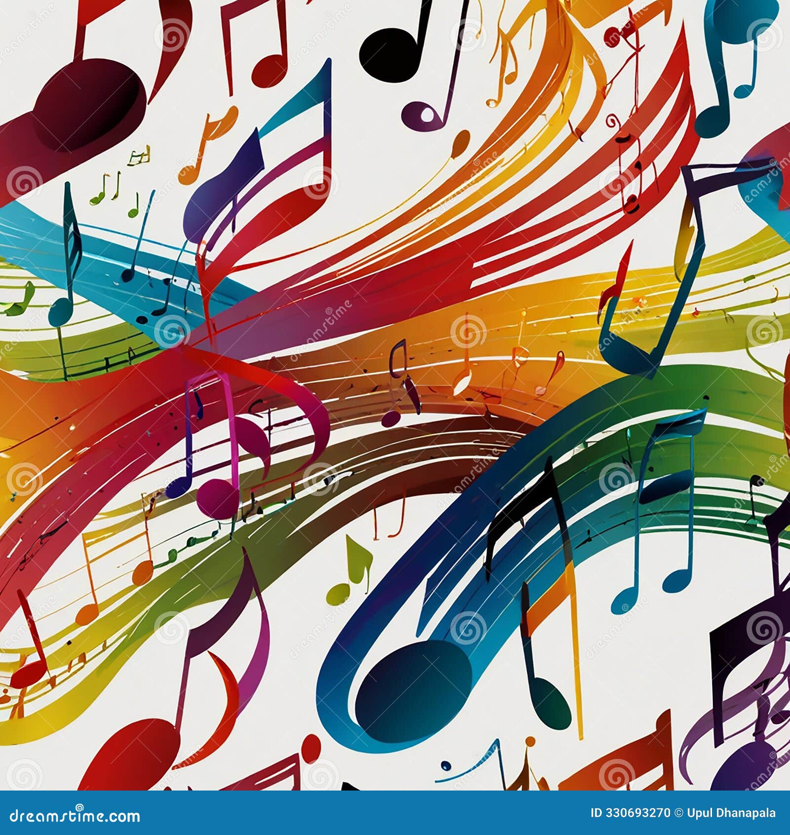 Illustration of Colorful Music Notes on White Background Stock ...