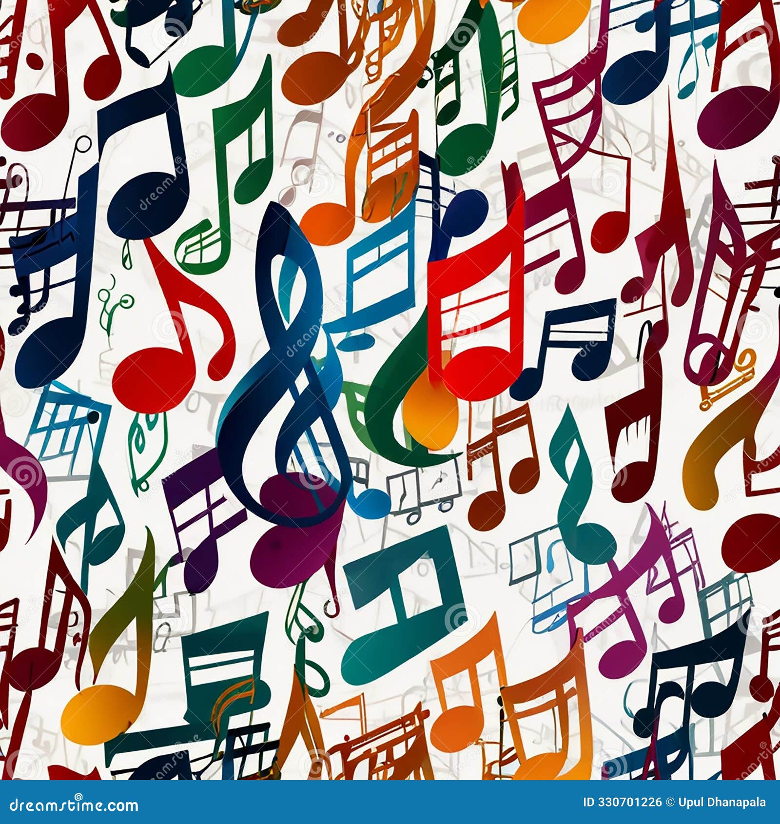 Illustration of Colorful Music Notes on White Background Stock ...