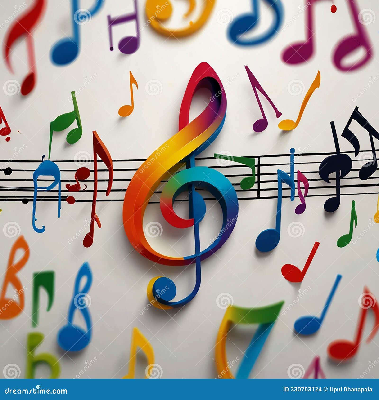 Illustration of Colorful Music Notes on White Background Stock ...