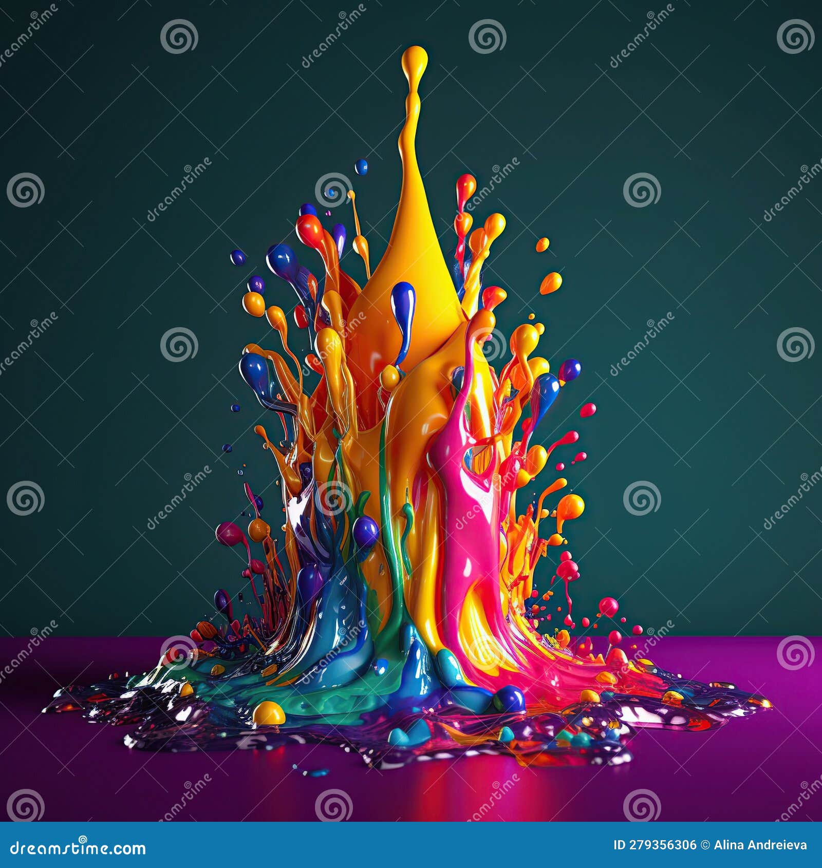 Illustration of Colorful Paint Splashing with Drops Stock Illustration ...