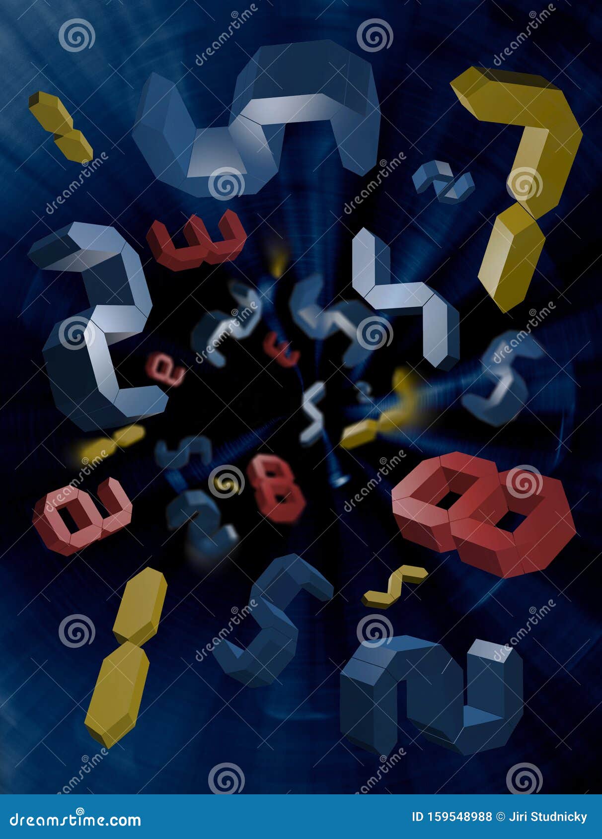 Explosion of Digital Numbers, Dynamic Background with 3d Numbers. Stock ...