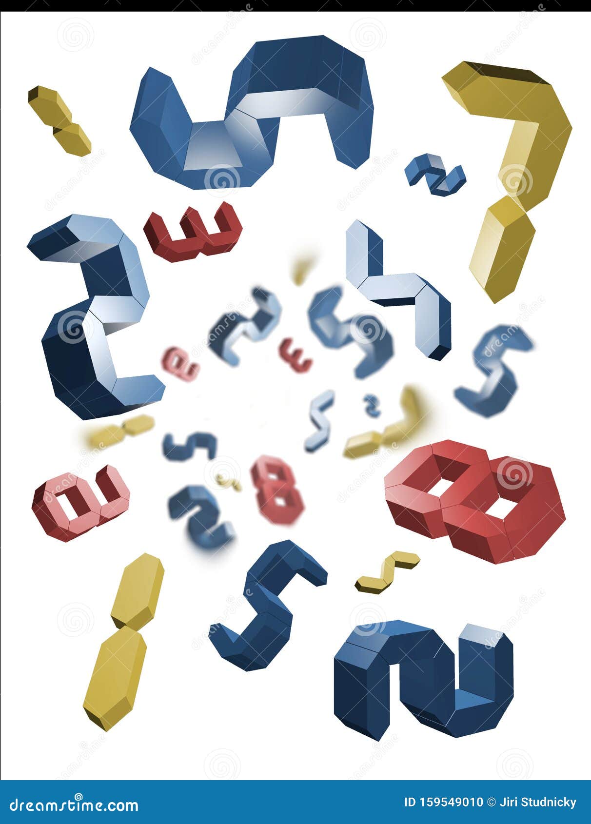 Explosion of Digital Numbers, Dynamic Background with 3d Numbers. Stock ...