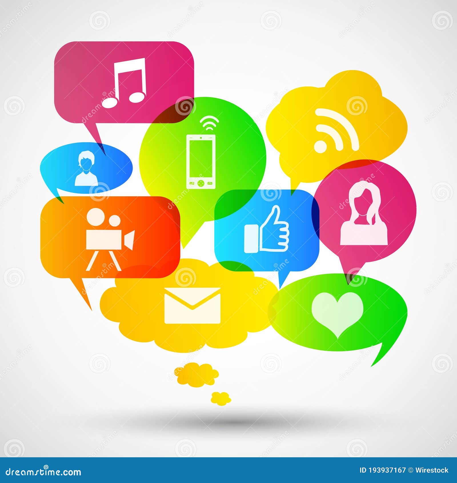 Illustration of the Colorful Social Media Bubble Set Stock Illustration ...