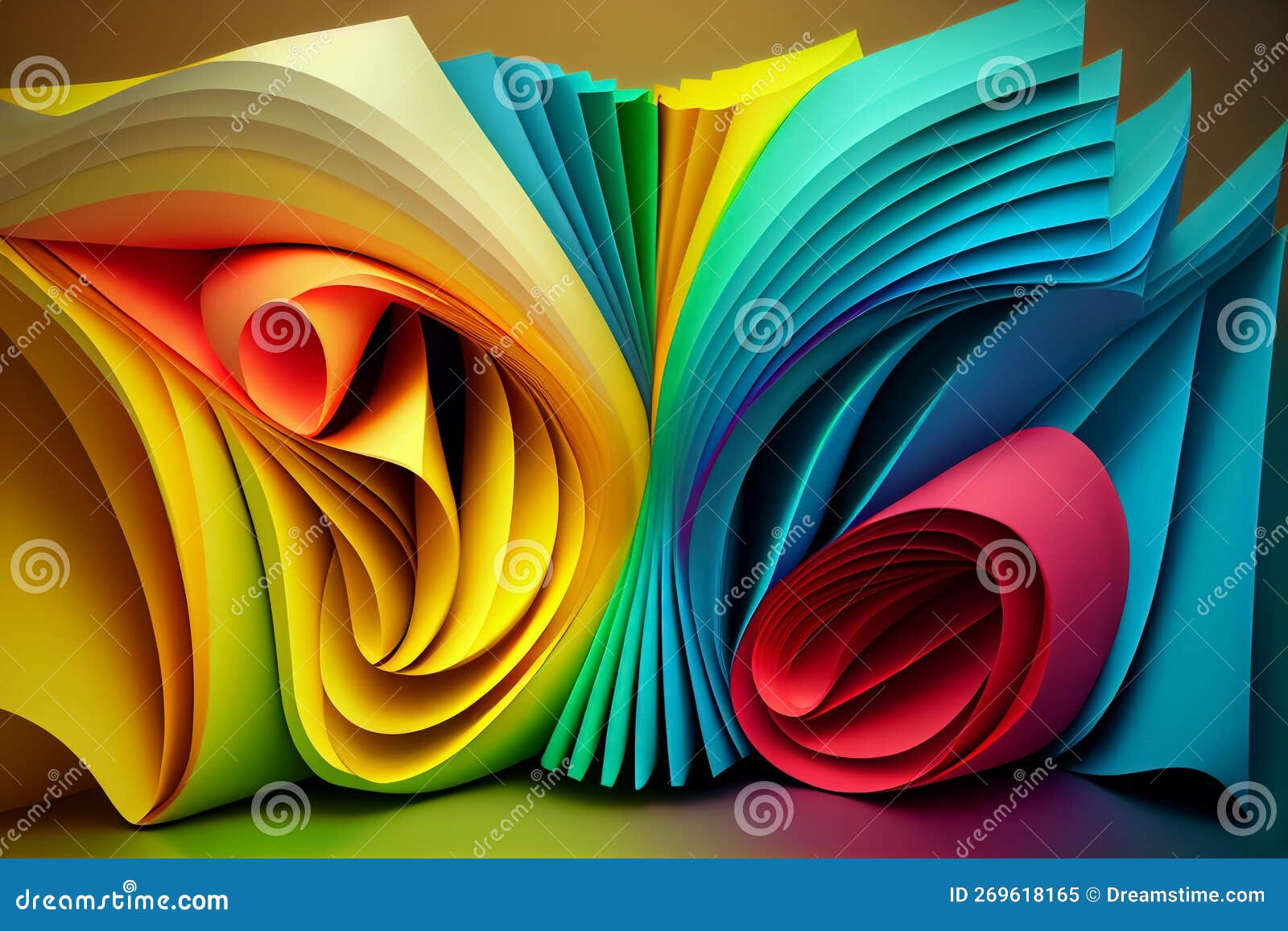 Illustration of the Colorful Stack of Paper Abstract Background, AI ...