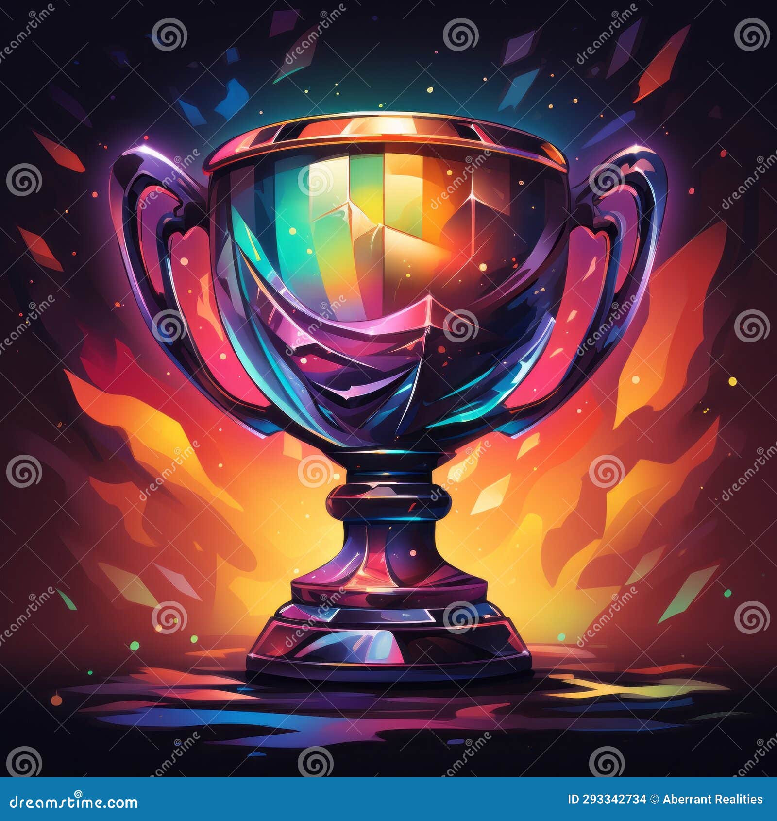 An Illustration of a Colorful Trophy on a Dark Background Stock ...