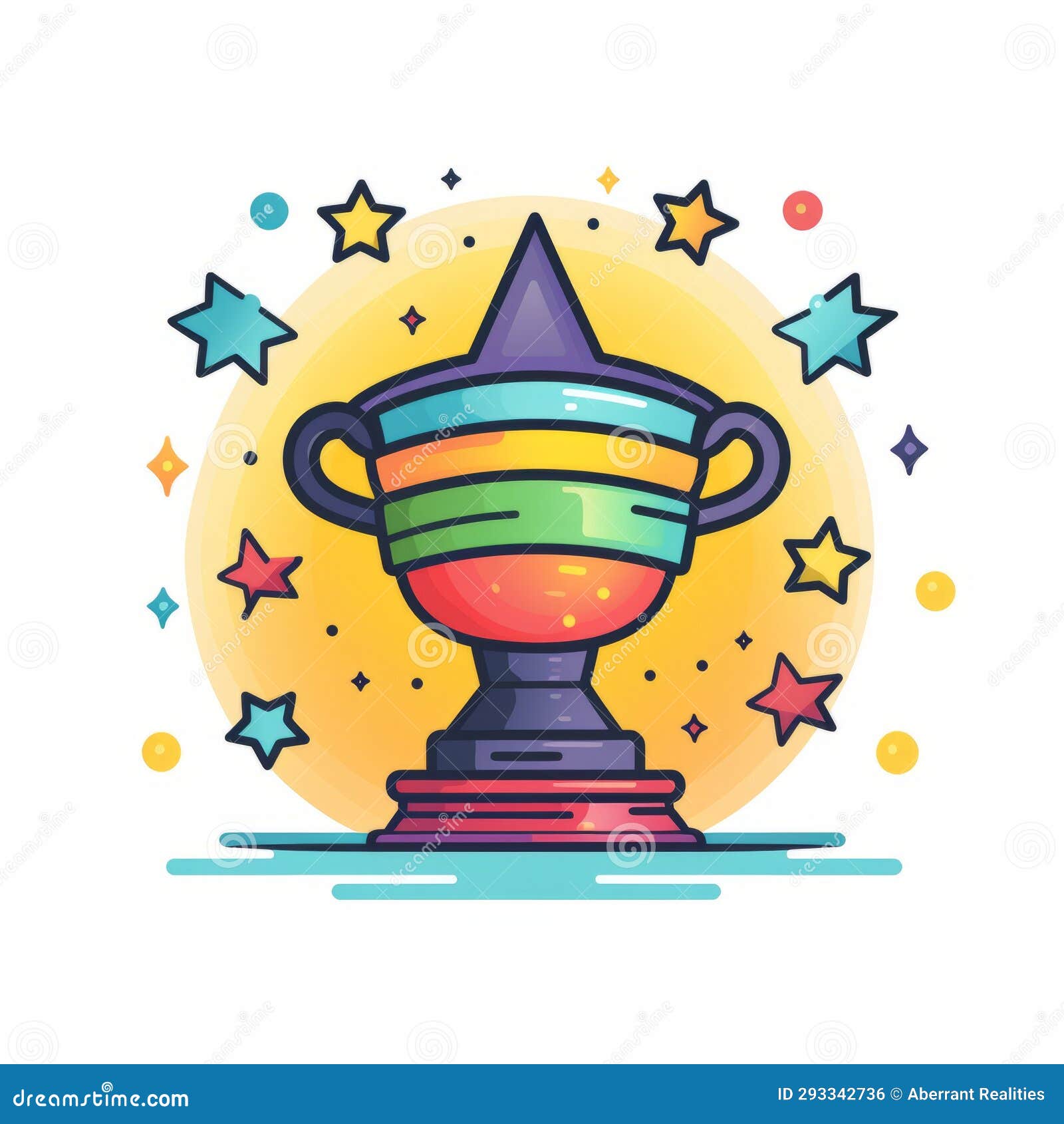 An Illustration of a Colorful Trophy with Stars Around it Stock ...