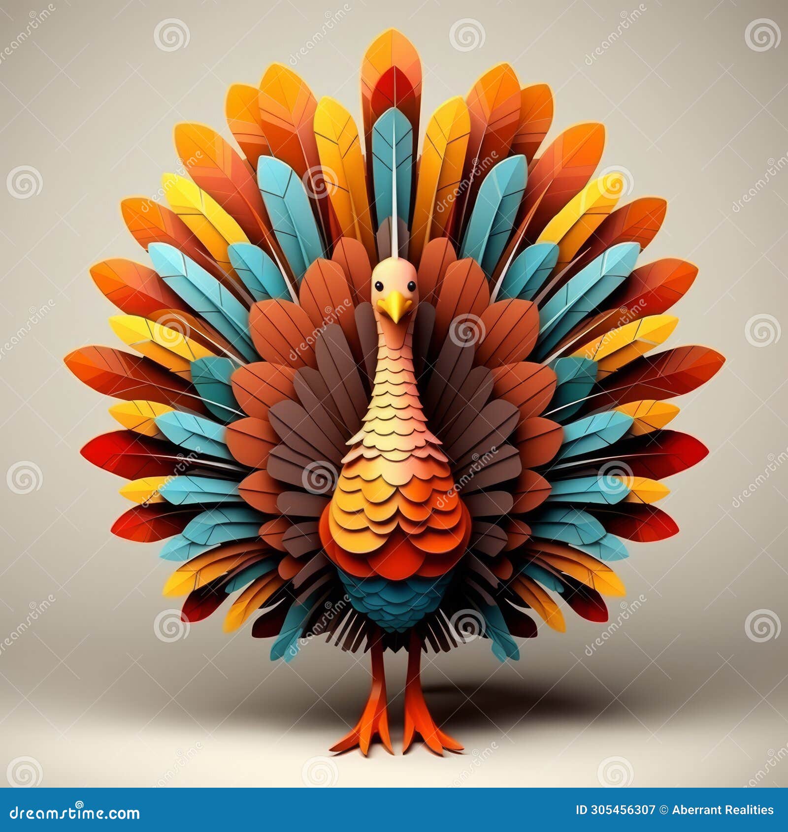 An Illustration of a Colorful Turkey Stock Illustration - Illustration ...