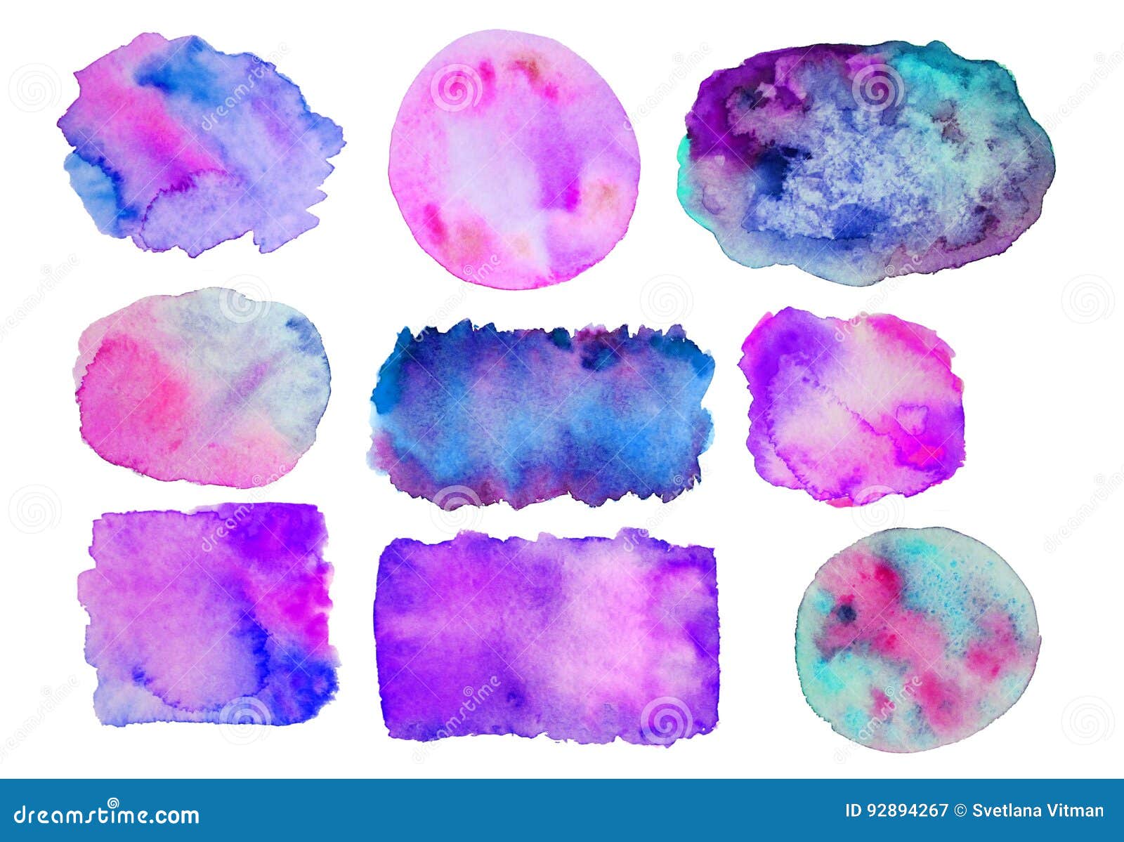 Illustration Colorful Watercolor Splashes Isolated On White