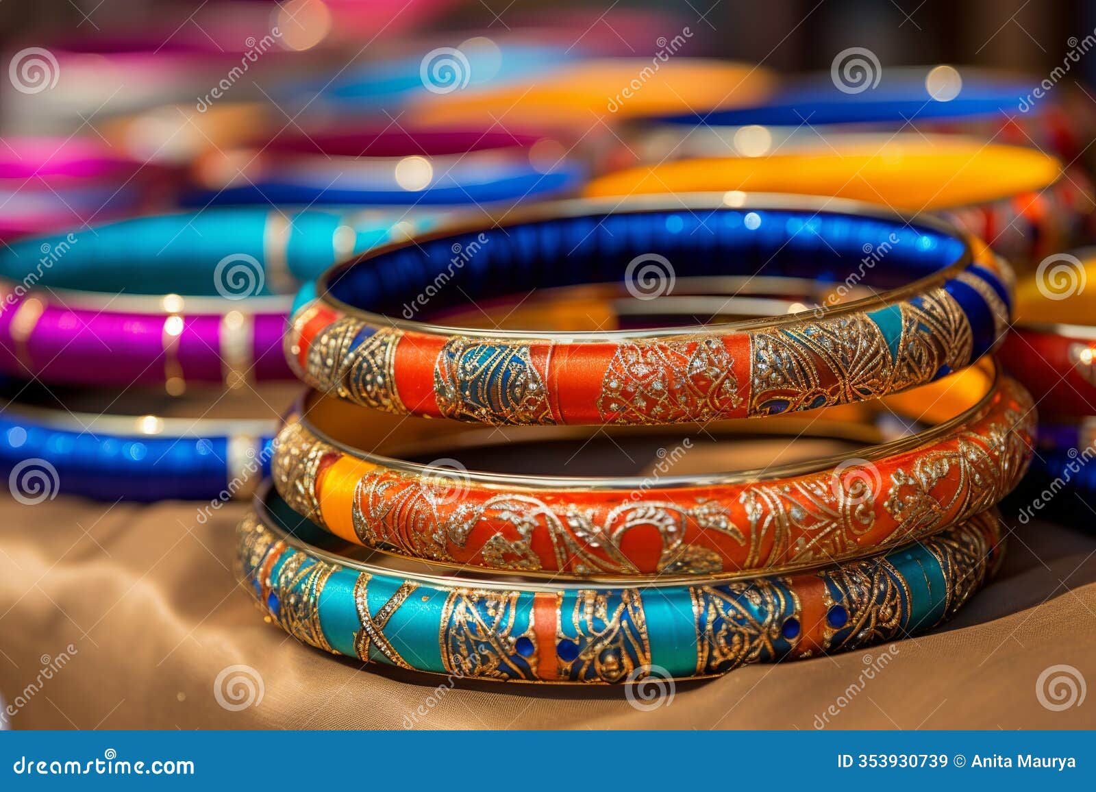 Illustration of Colourful Bangles on a Market Stall, Generative Ai ...