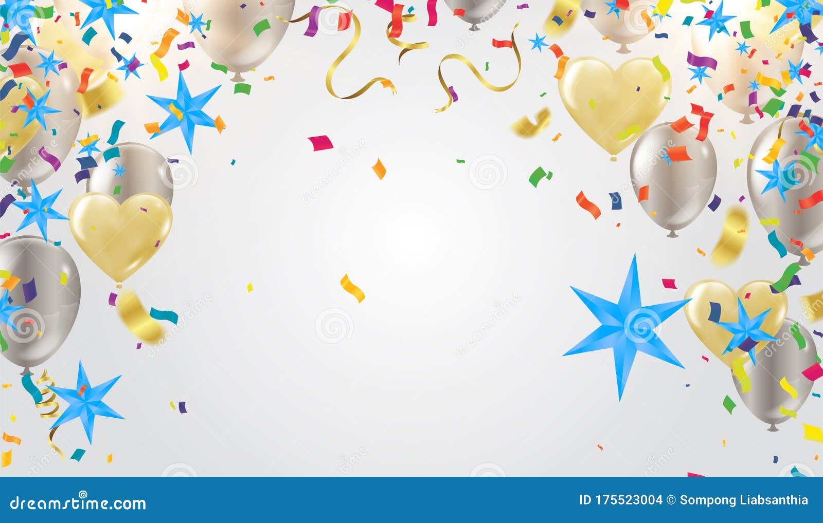 Illustration Colourful Party Balloons, Confetti with Space for Text ...