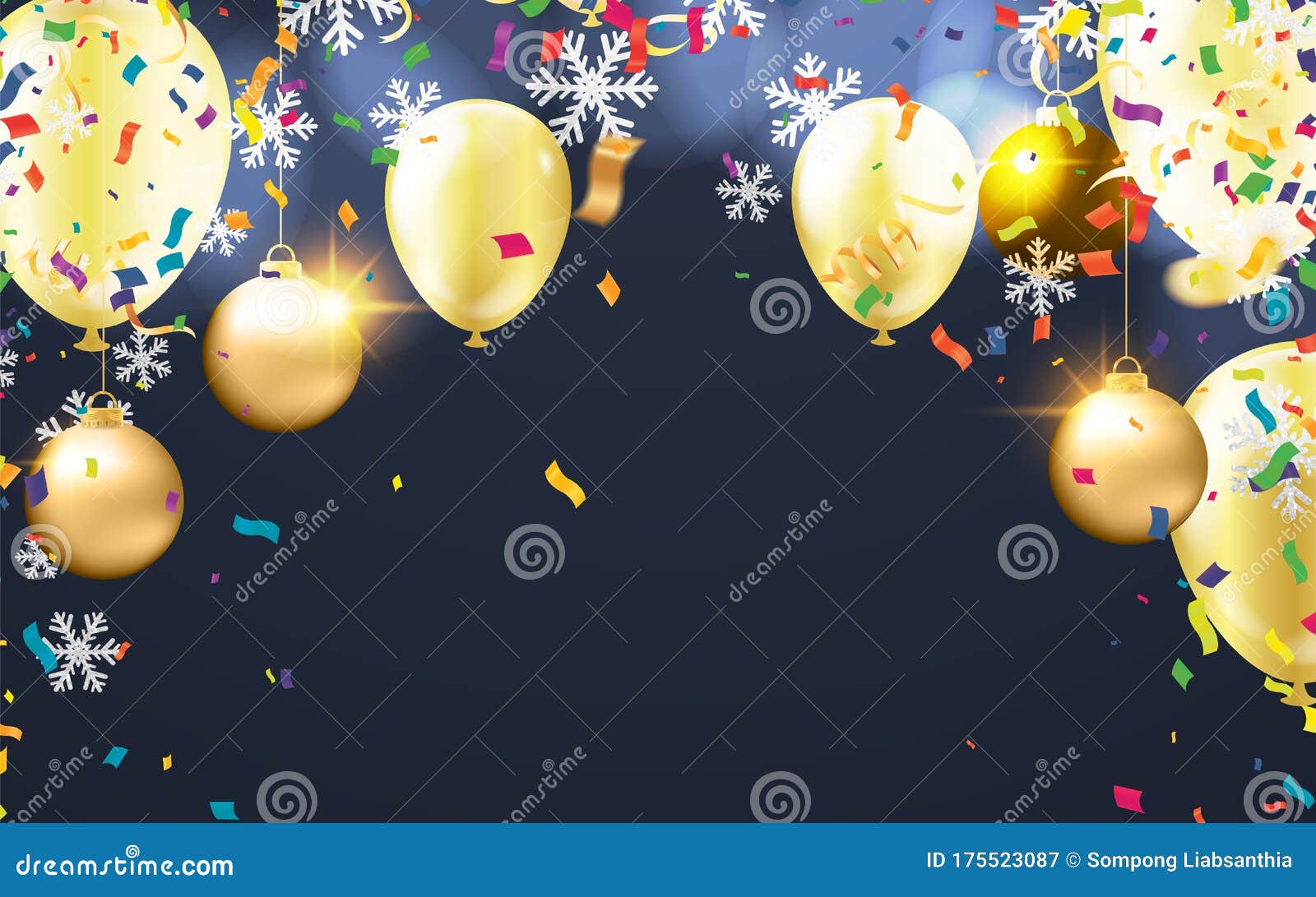 Illustration Colourful Party Balloons, Confetti with Space for Text ...