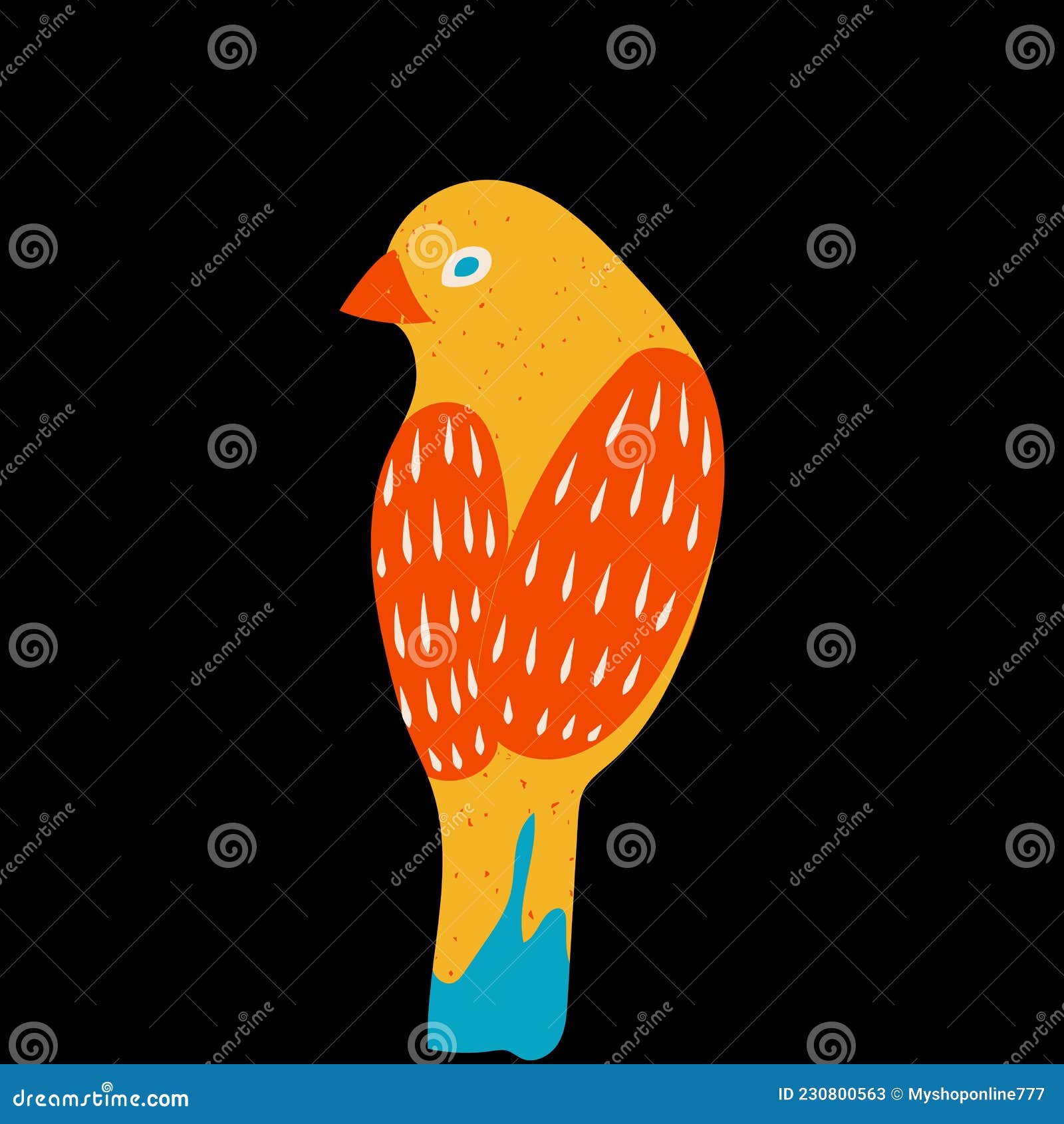 Illustration of Colourful Robin Over Black Background Stock ...