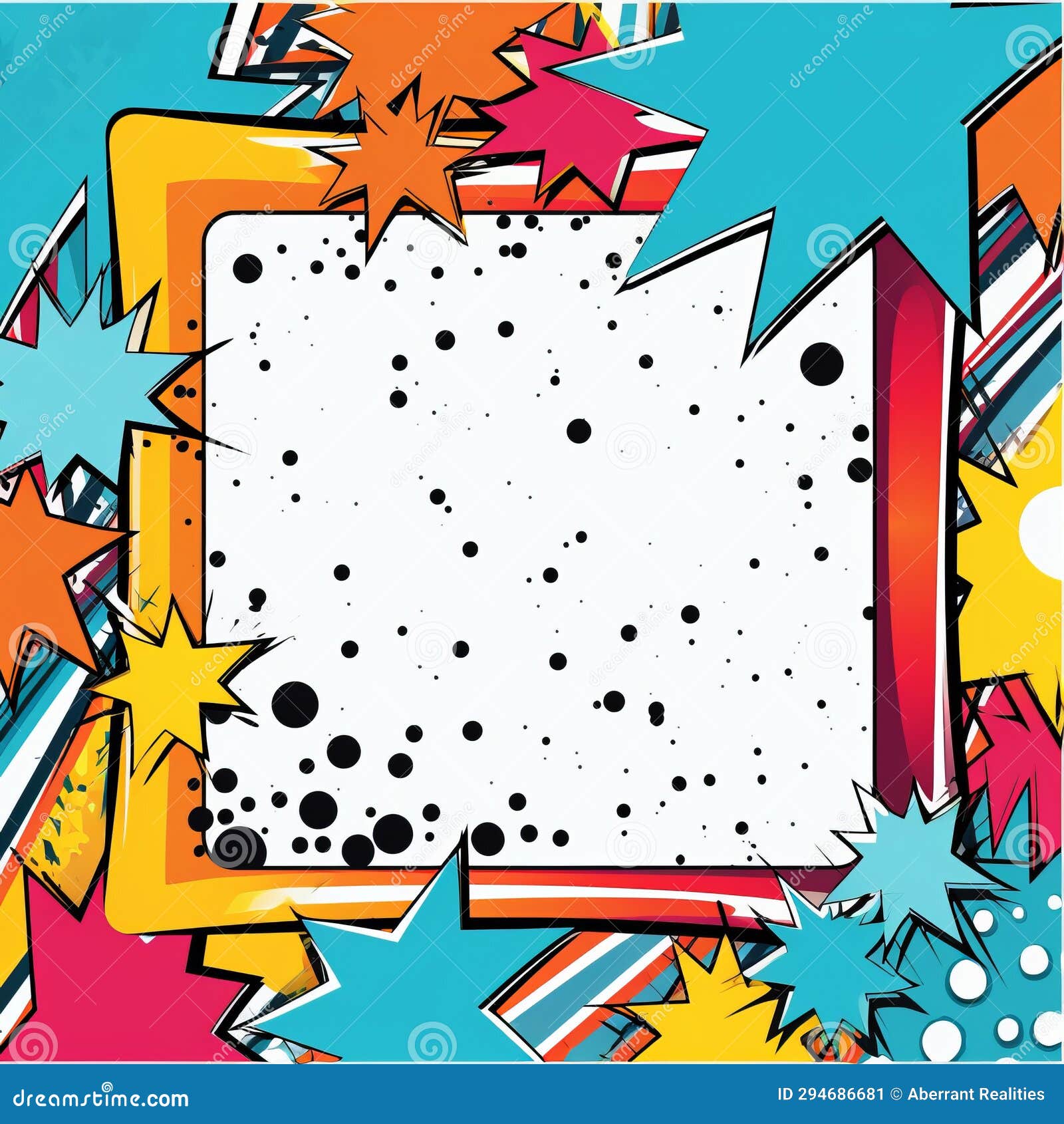 An Illustration of a Comic Book Background with a Square Frame Stock ...