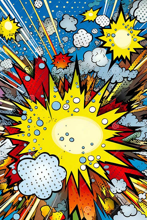 Comic Book Explosion Background, Pop Art Style Stock Illustration ...