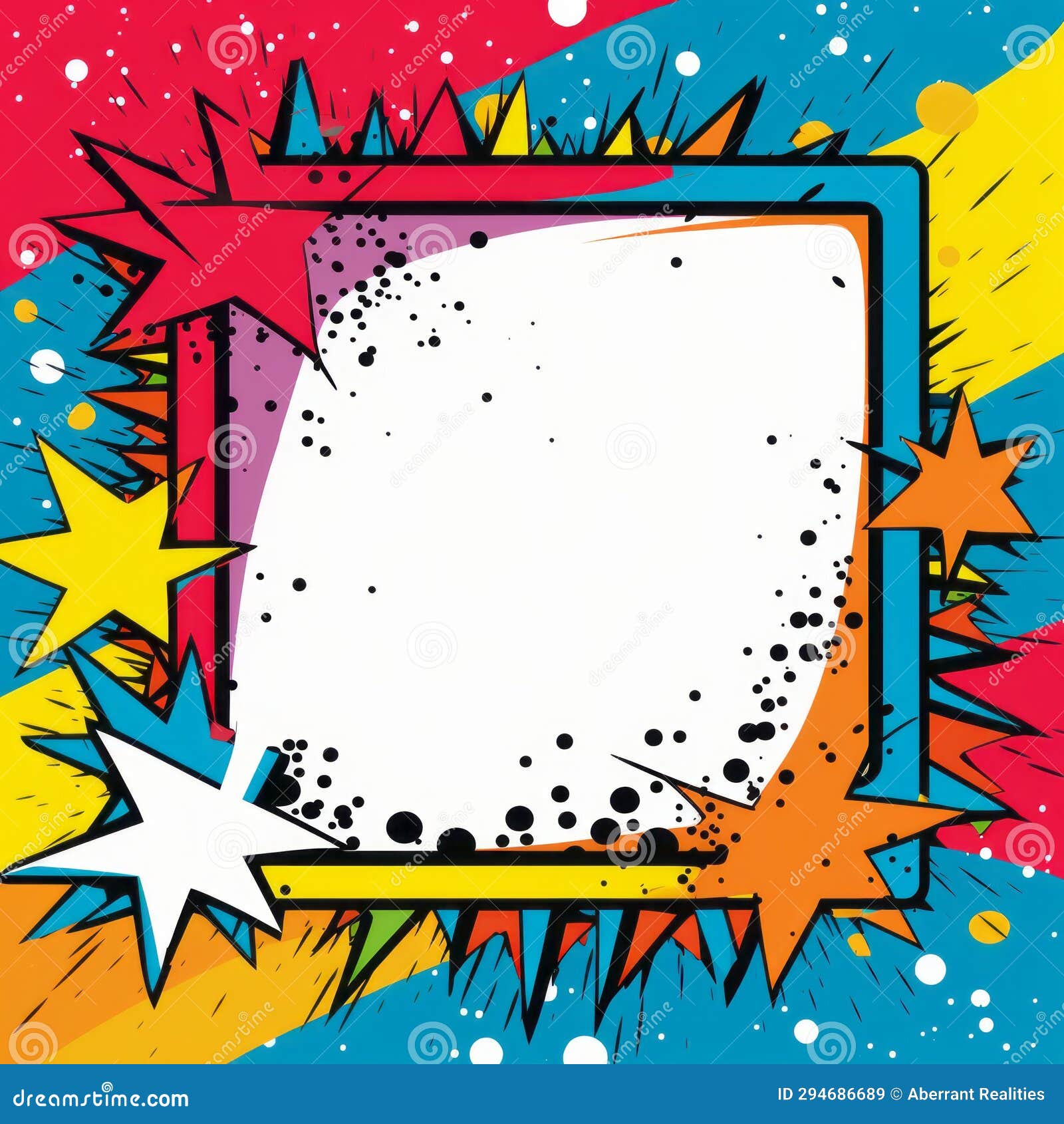 An Illustration of a Comic Book Frame on a Colorful Background Stock ...