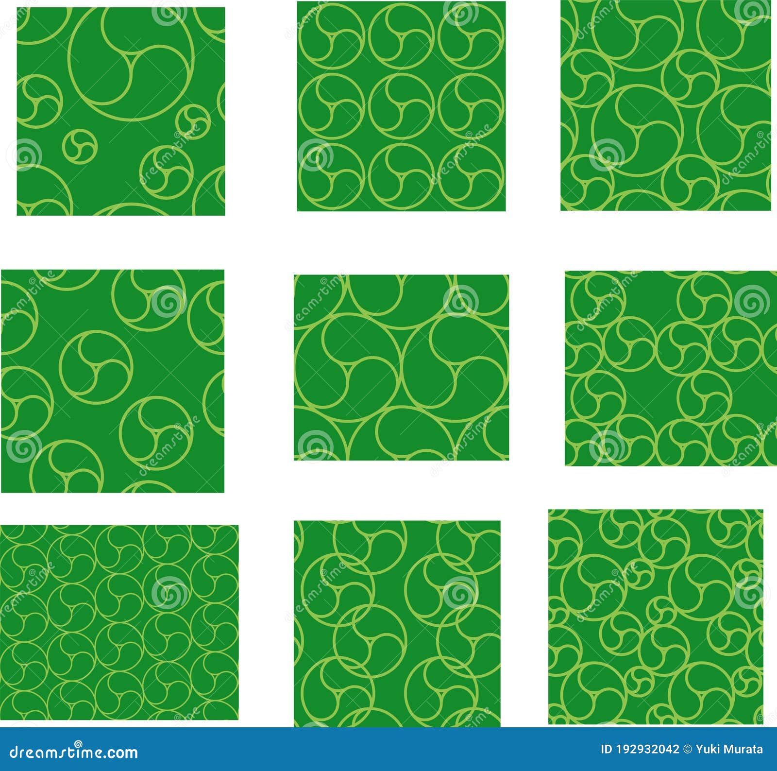 Green Commashaped Seamless Japanese Pattern Set Stock Vector ...