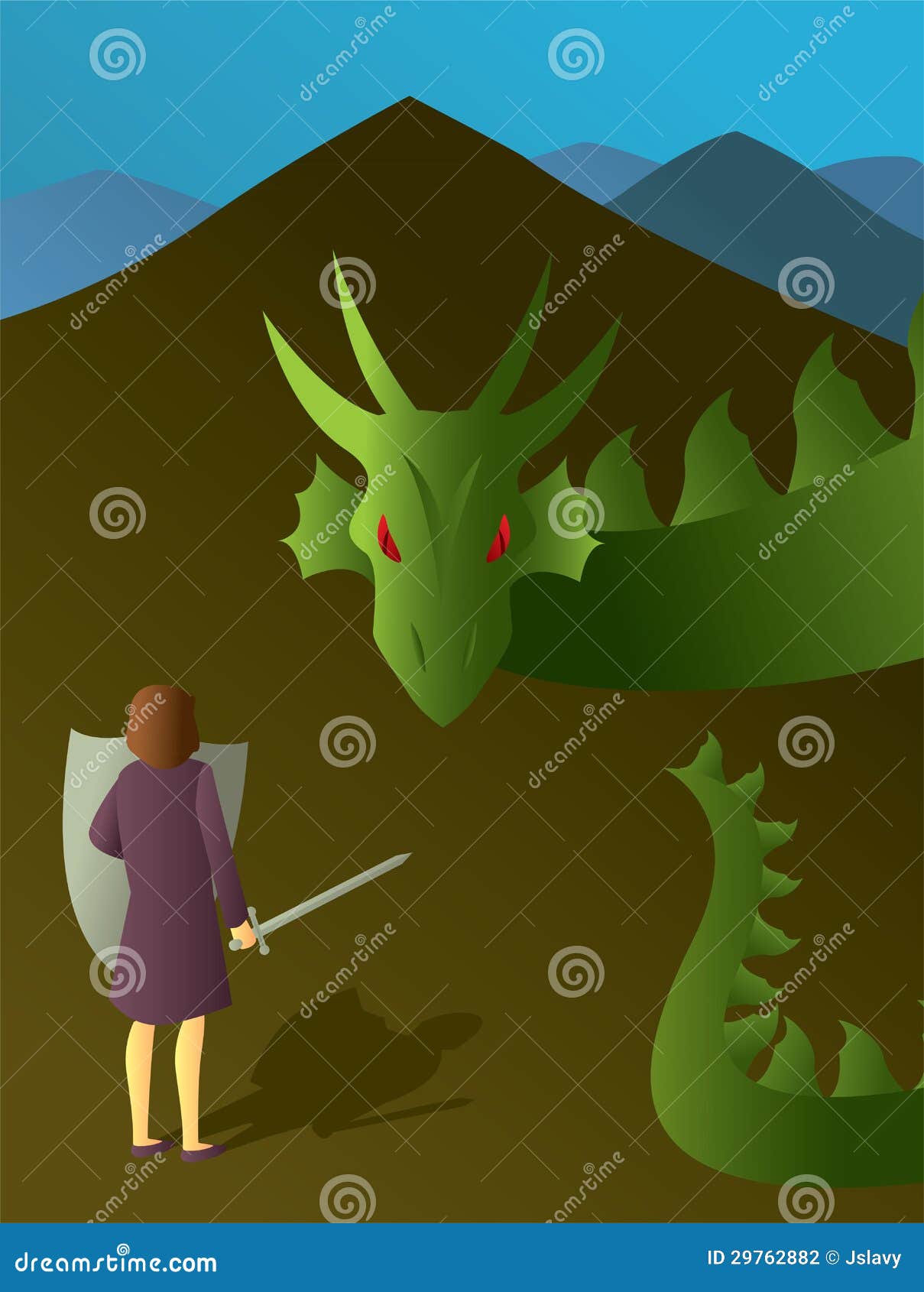 Woman Slaying the Dragon stock vector. Illustration of family - 29762882