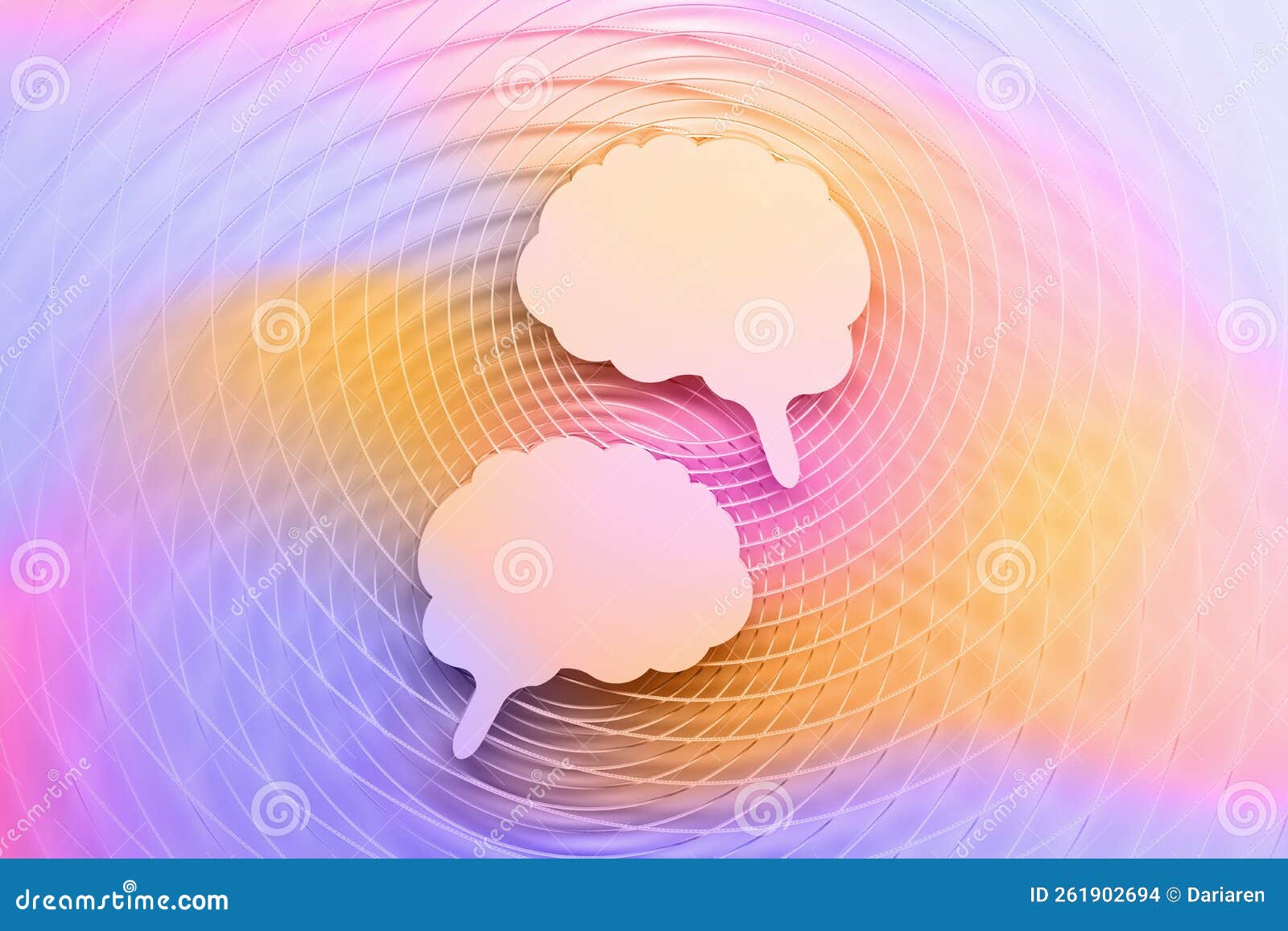 Illustration with Communicating Brains, Concept with Brain Waves Stock ...