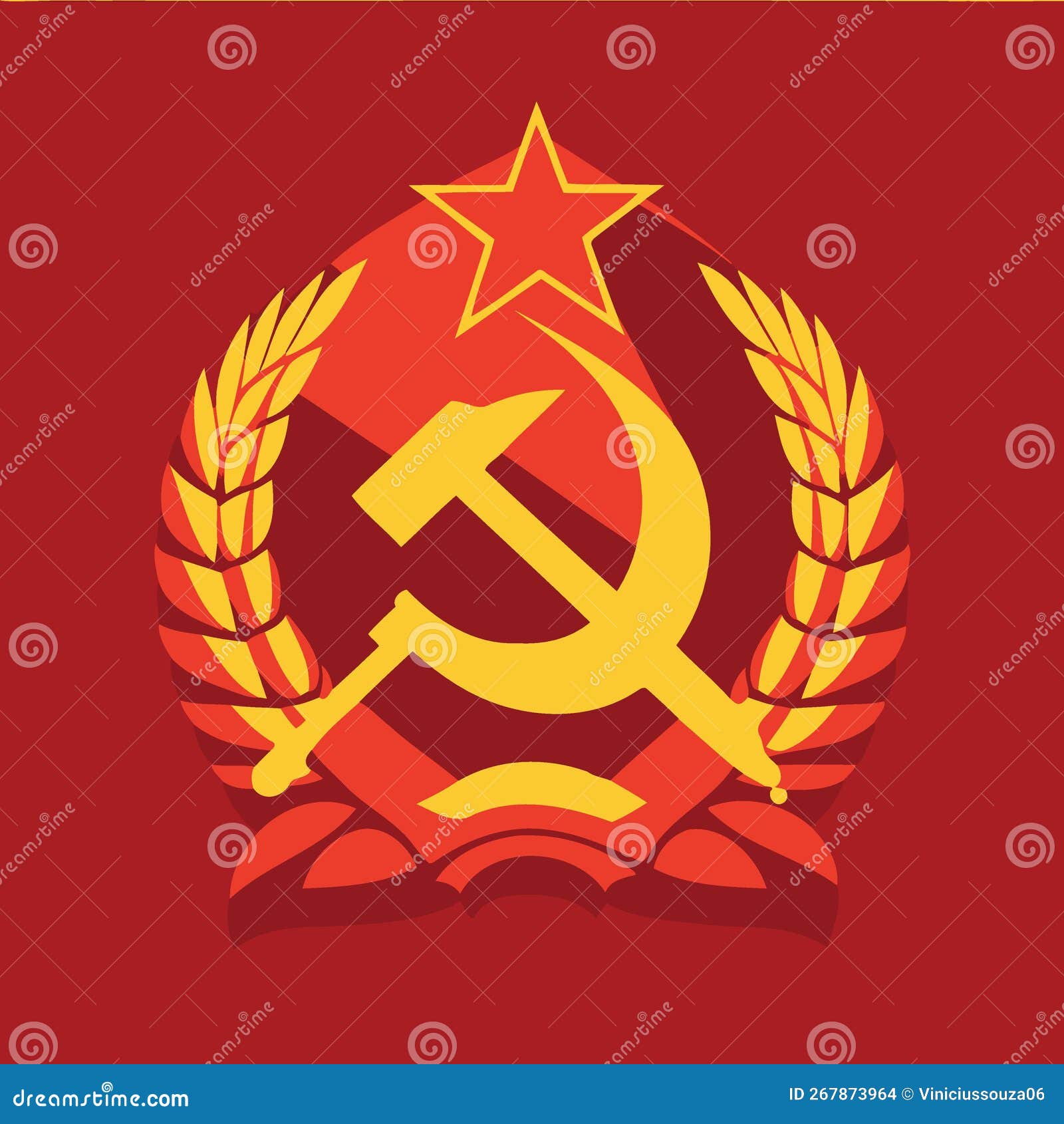 Illustration in Communist Style in Red and Yellow Colors Stock Vector ...