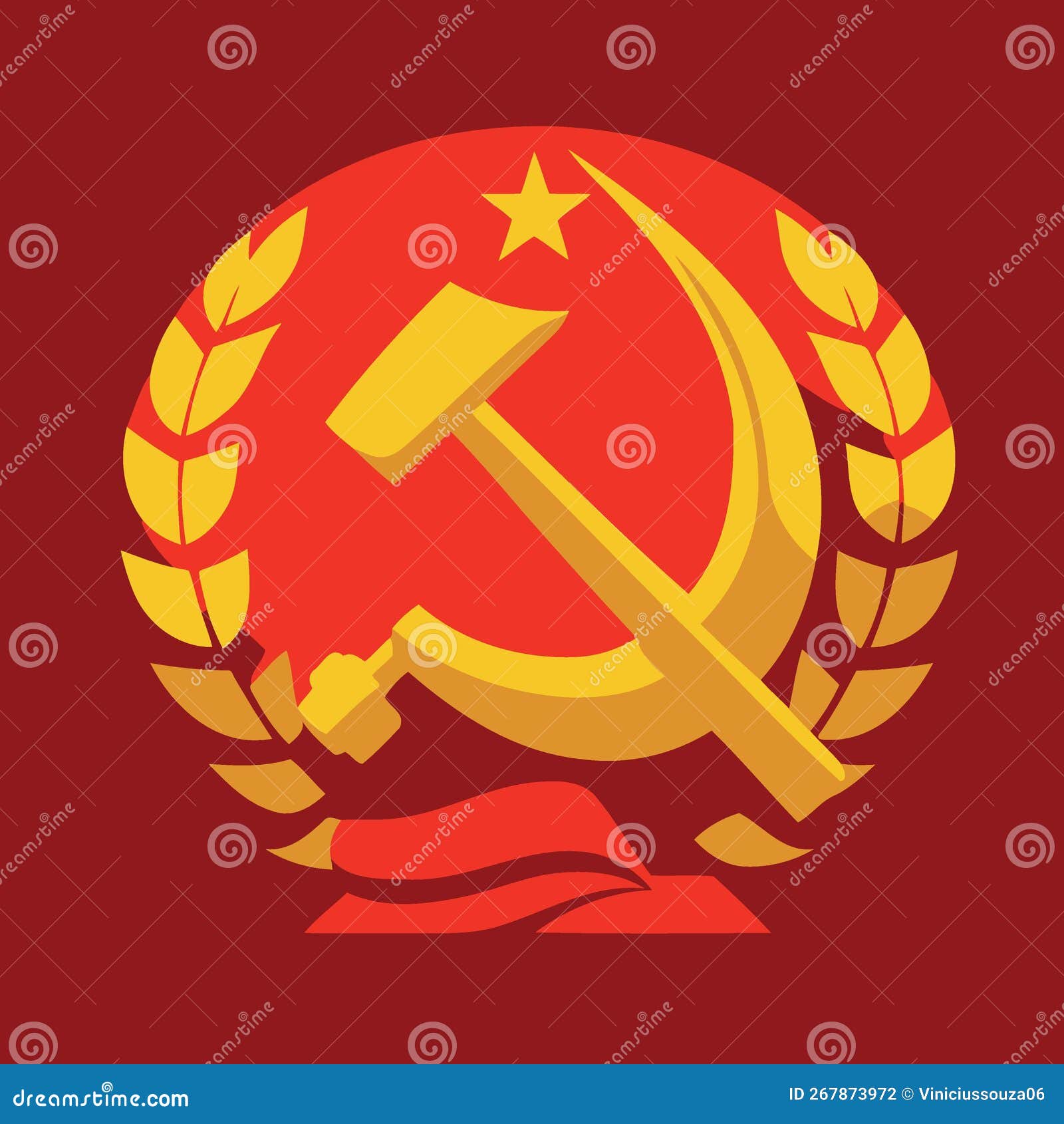 Illustration in Communist Style in Red and Yellow Colors Stock Vector ...