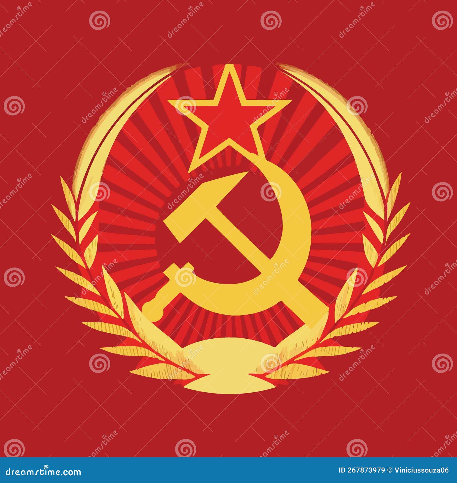 Illustration in Communist Style in Red and Yellow Colors Stock Vector ...