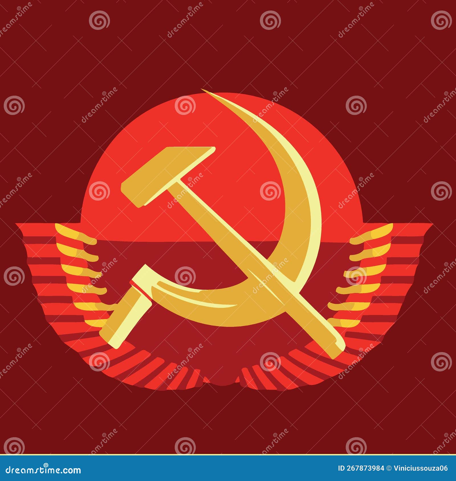 Illustration in Communist Style in Red and Yellow Colors Stock Vector ...