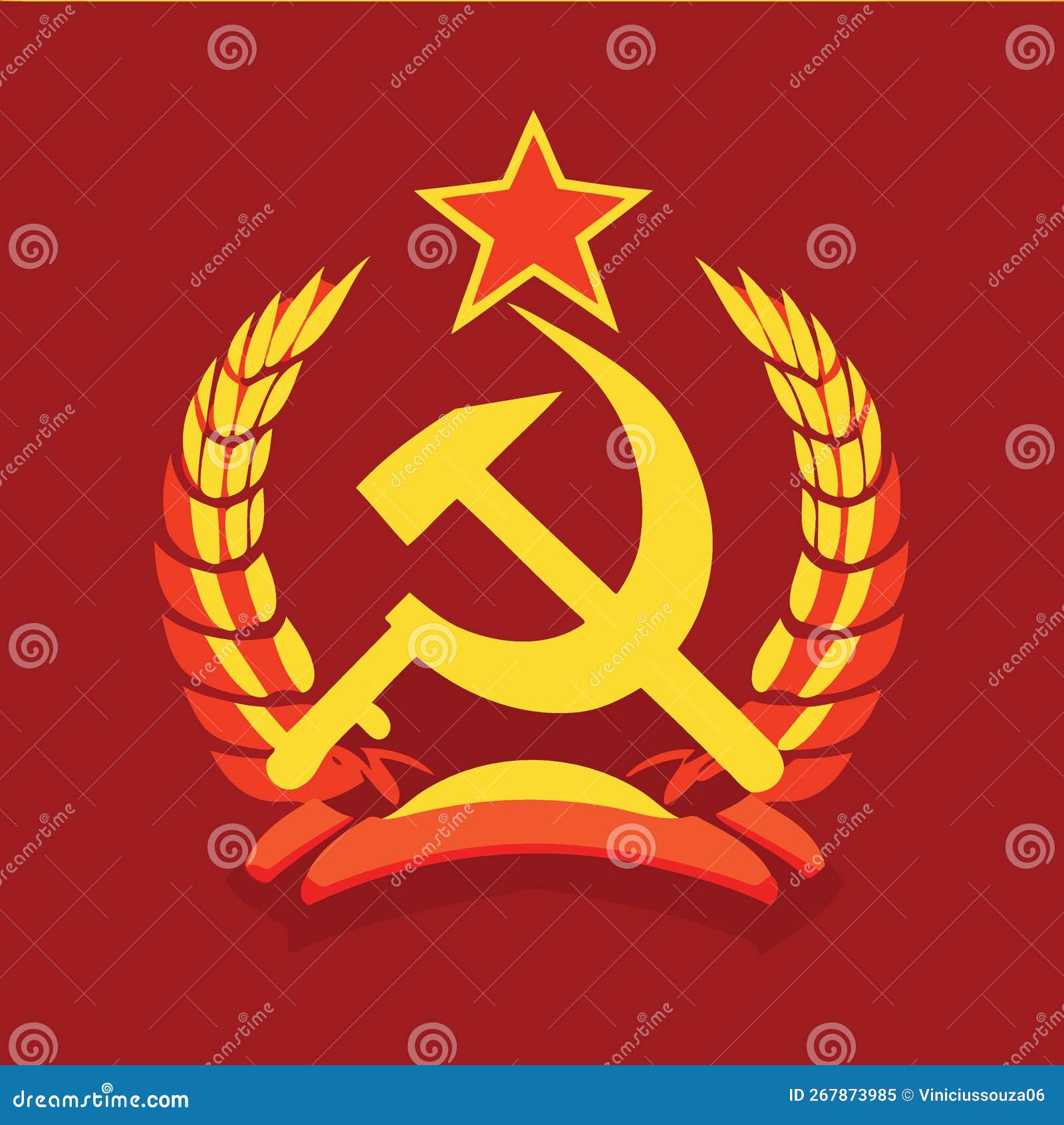 Illustration in Communist Style in Red and Yellow Colors Stock Vector ...