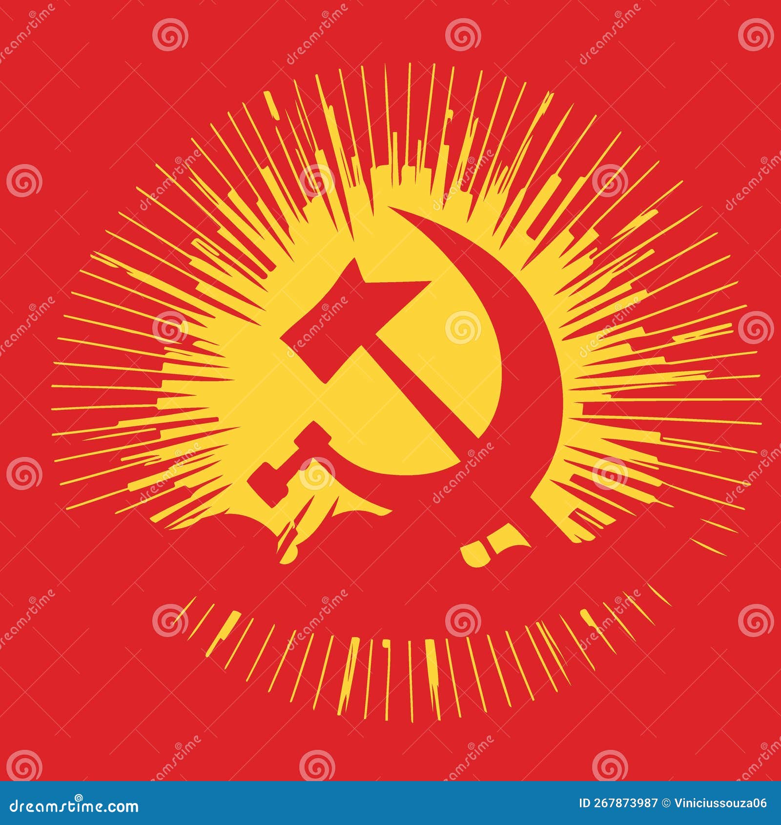 Illustration in Communist Style in Red and Yellow Colors Stock Vector ...