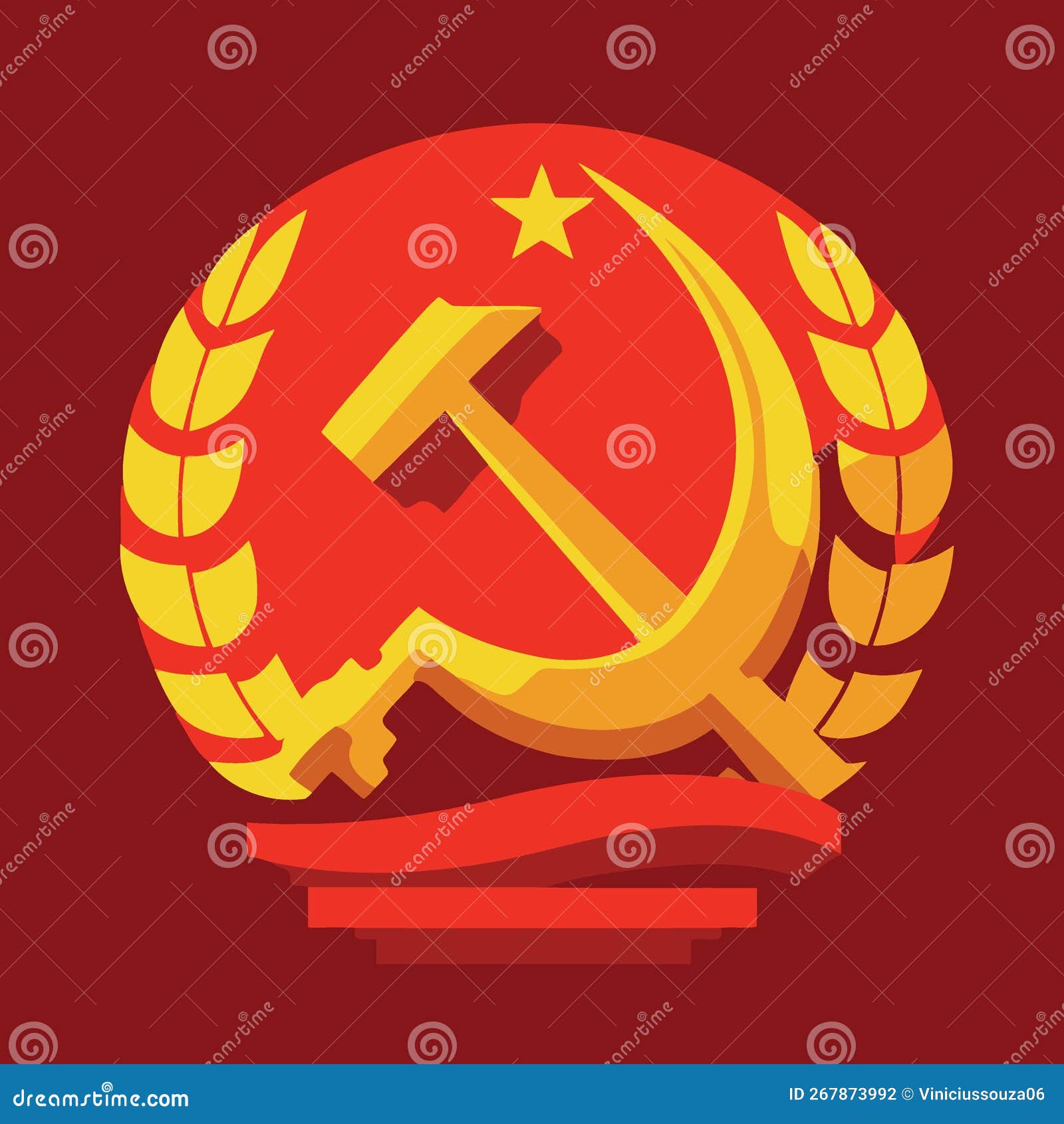 Illustration in Communist Style in Red and Yellow Colors Stock Vector ...