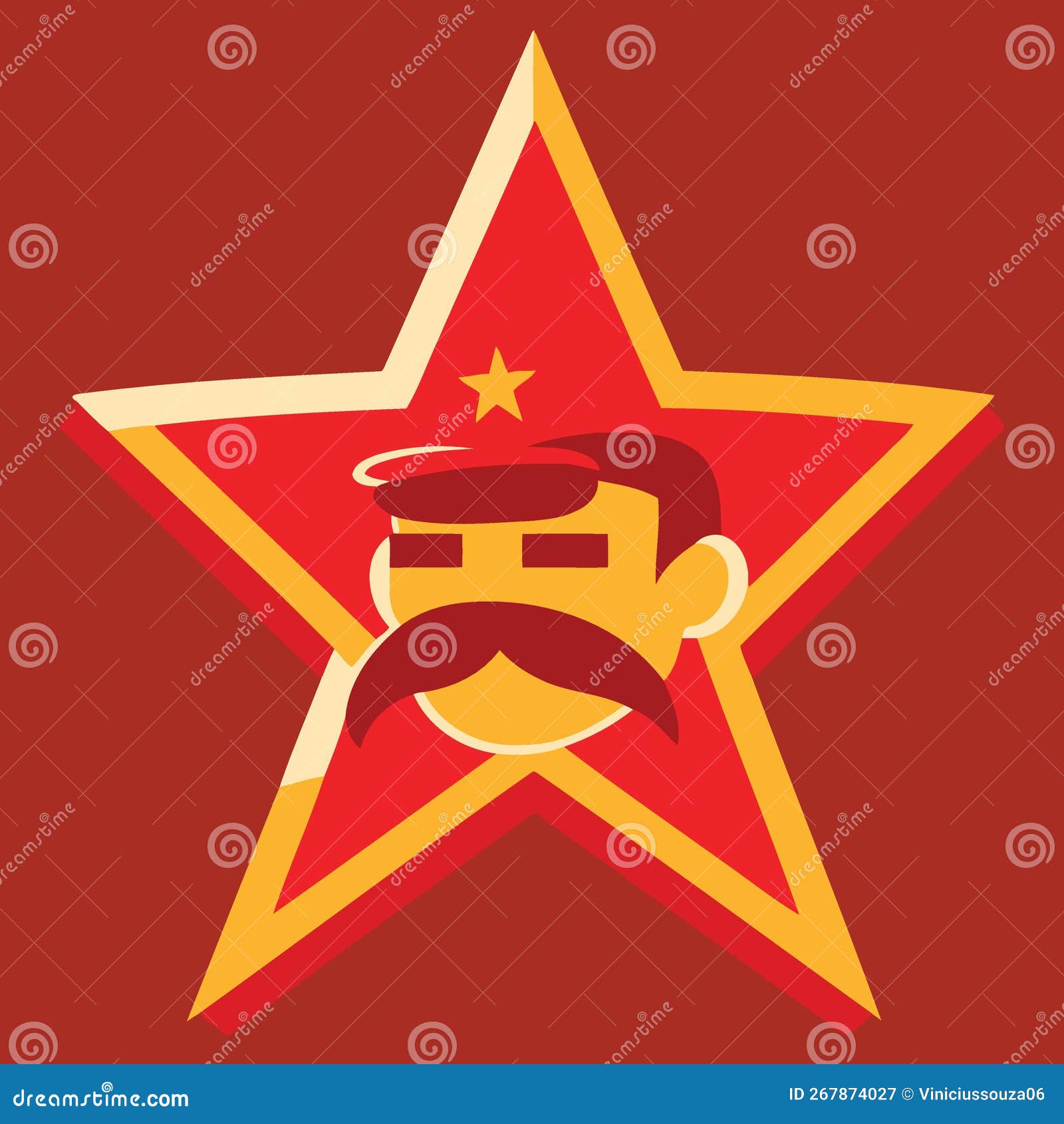 Illustration in Communist Style in Red and Yellow Colors Stock Vector ...