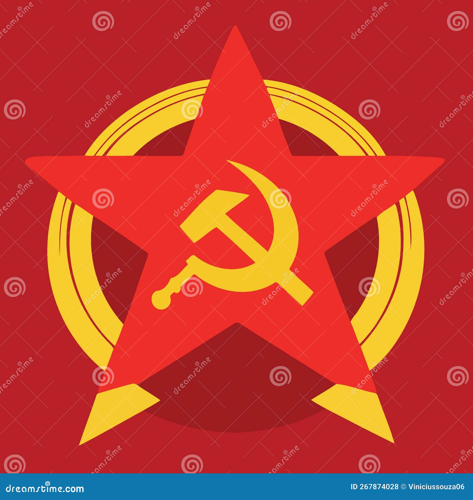 Illustration in Communist Style in Red and Yellow Colors Stock Vector ...