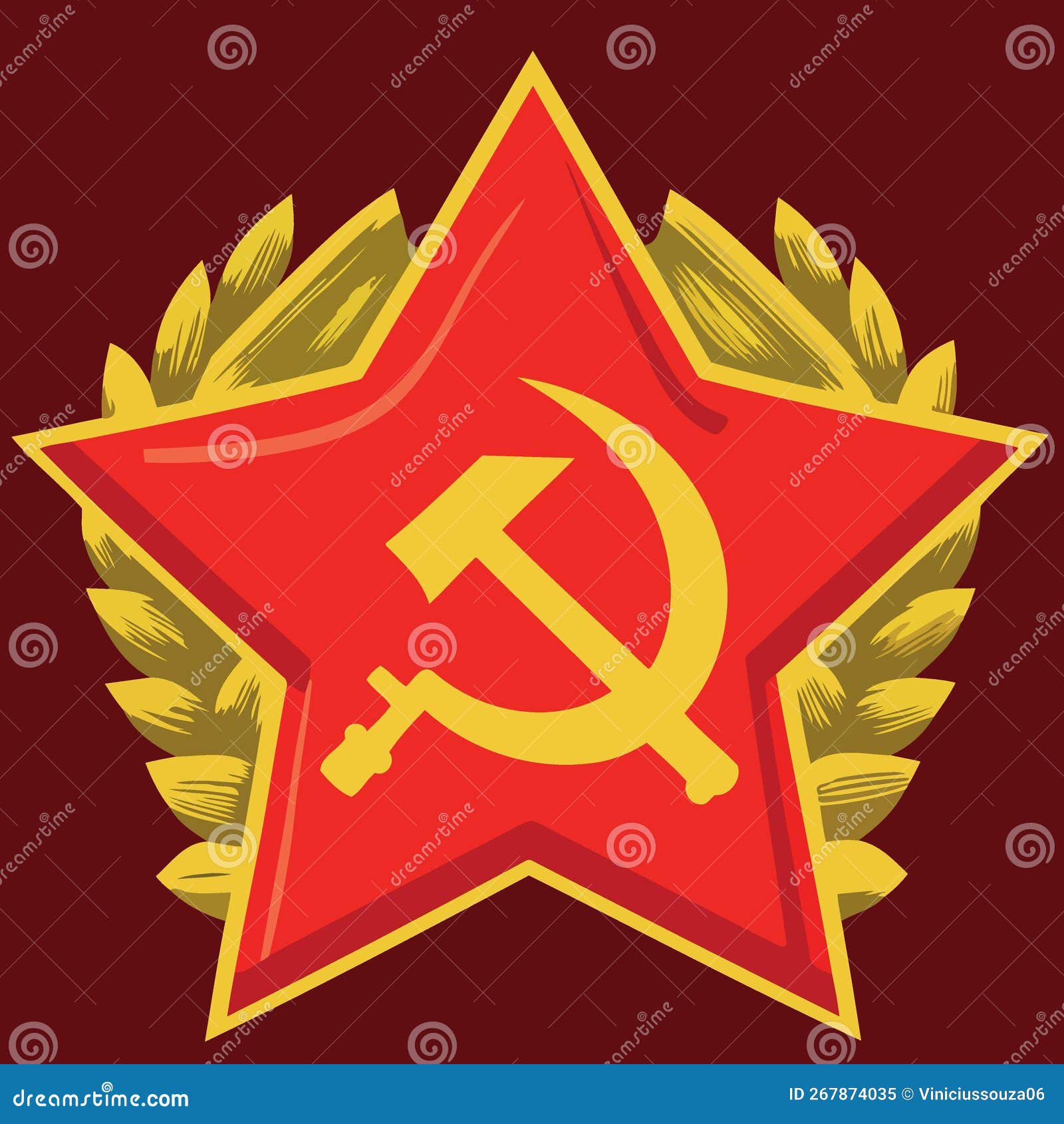 Illustration in Communist Style in Red and Yellow Colors Stock Vector ...