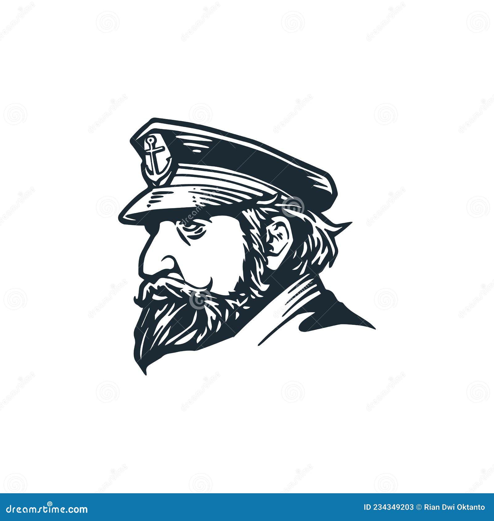 Head Illustration of Captain Ship Stock Vector - Illustration of head ...
