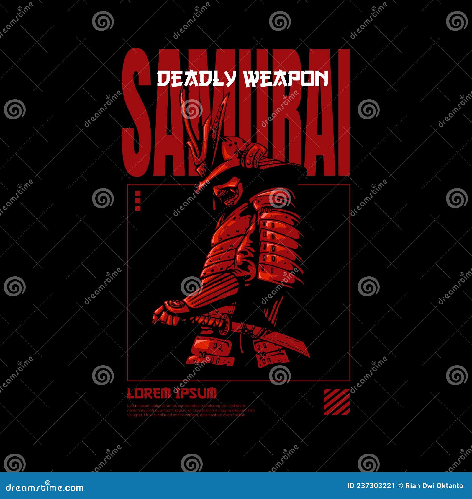 Samurai Skull Head Red Version for T-shirt Design Stock Vector ...