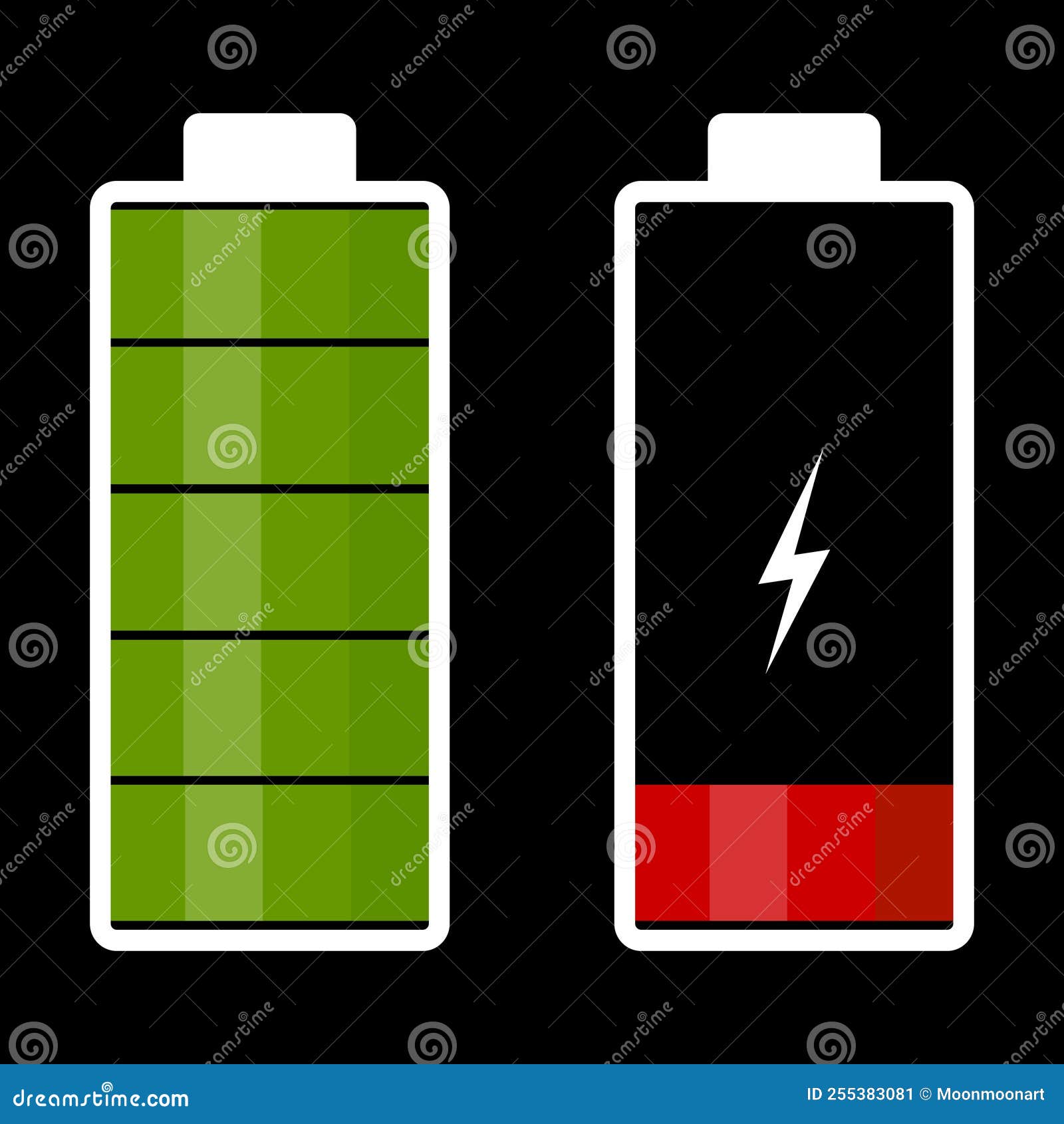 Illustration Comparing Full and Low Battery. Vector Image Stock Vector ...