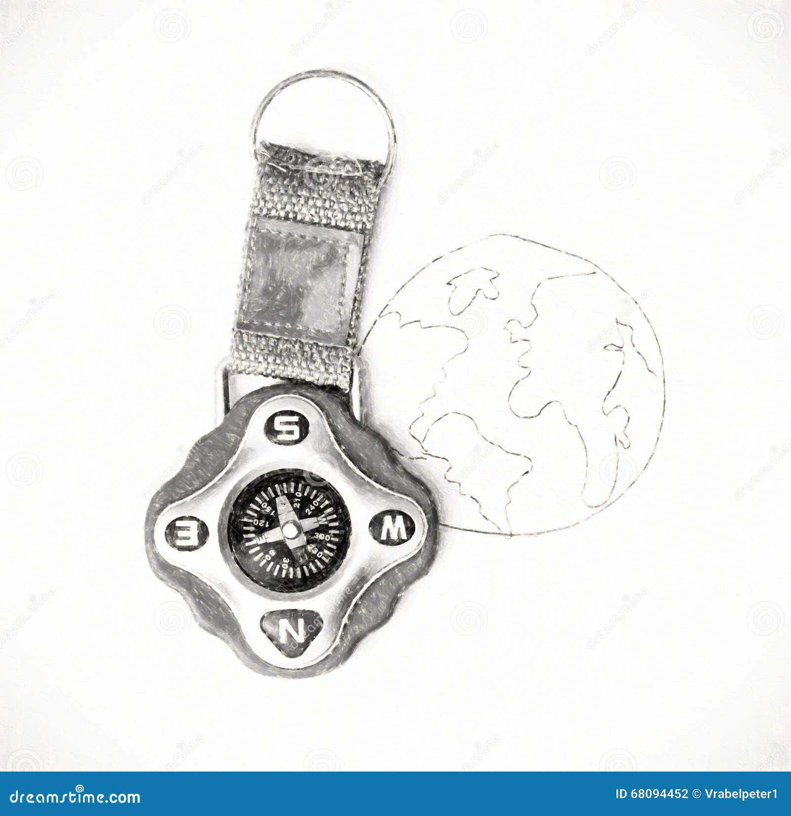 Illustration of Compass and Earth Map Stock Illustration - Illustration ...