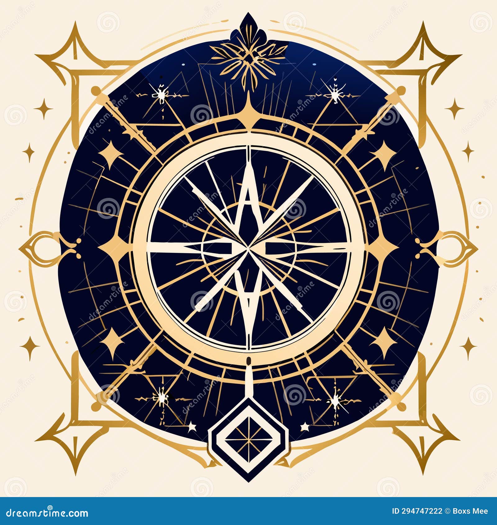 Illustration of a Compass in the Shape of a Circle with Stars AI ...