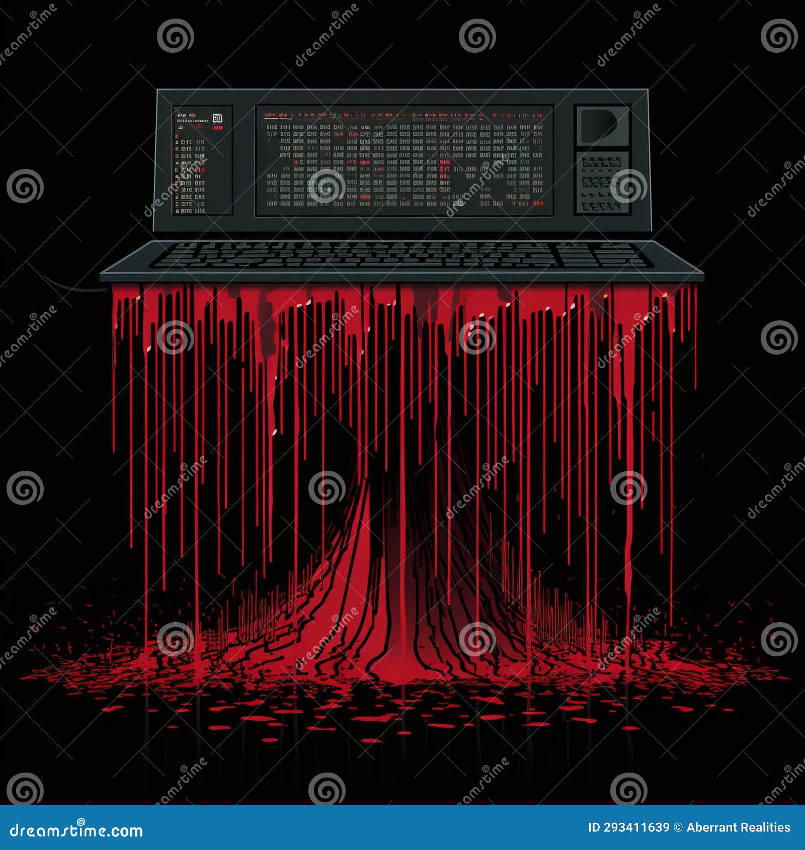 An Illustration of a Computer with Blood Dripping from it Stock ...