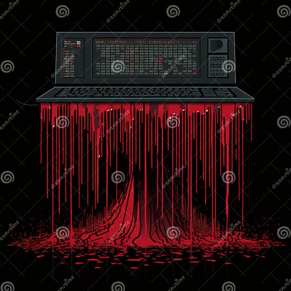 An Illustration of a Computer with Blood Dripping from it Stock ...