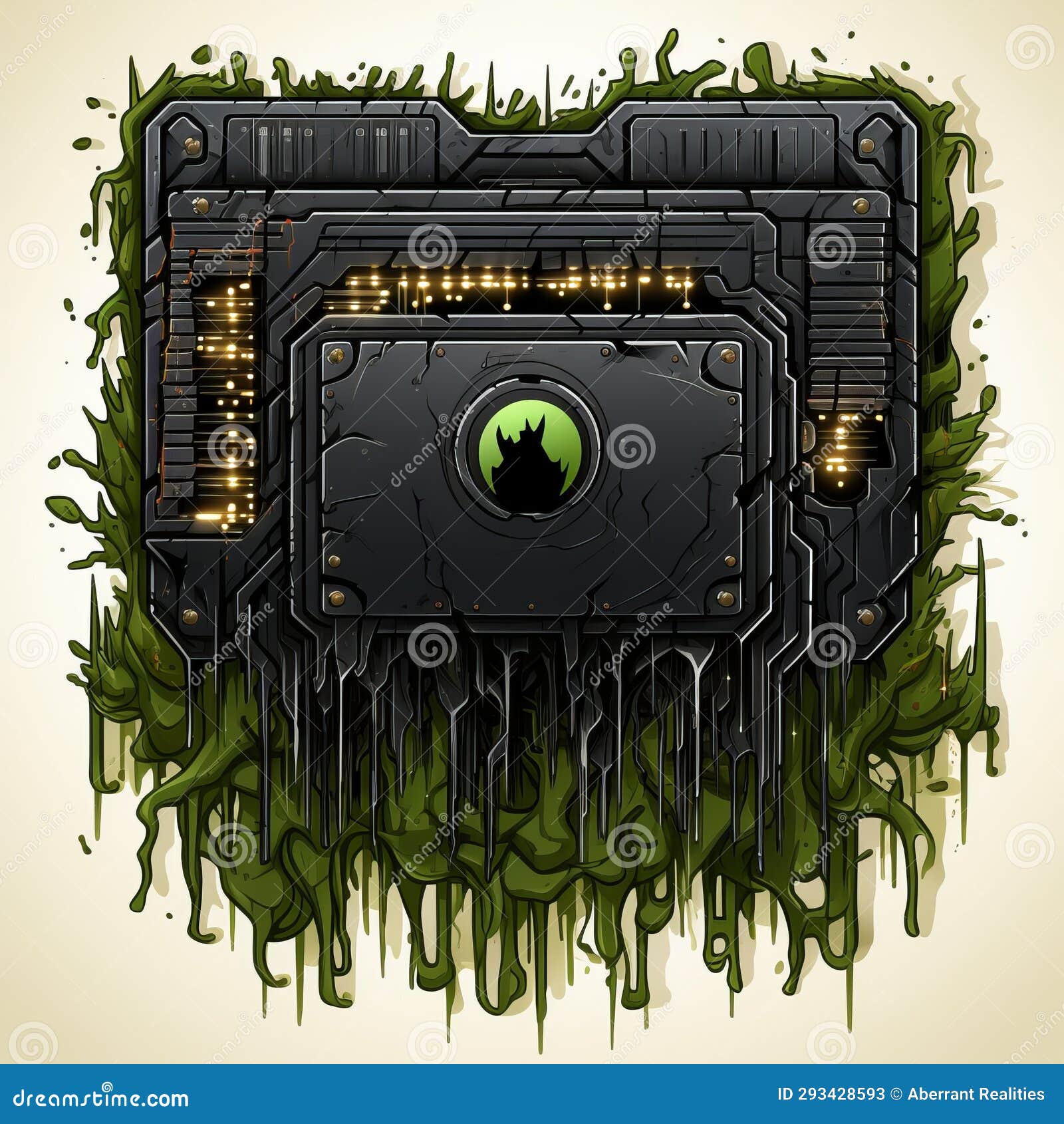 An Illustration of a Computer Chip with Green Slime on it Stock ...