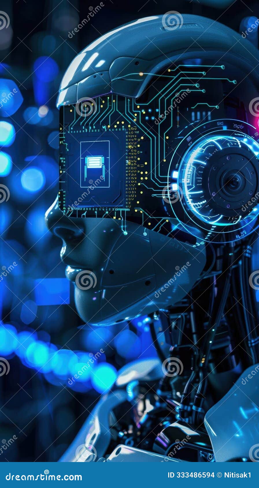 Illustration of a Computer Chip Icon Morphing into a Robotic Figure ...