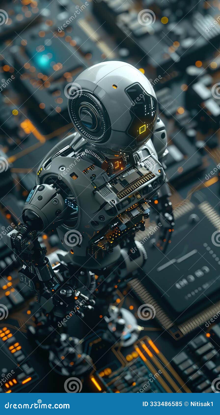 Illustration of a Computer Chip Icon Transforming into a Robot ...