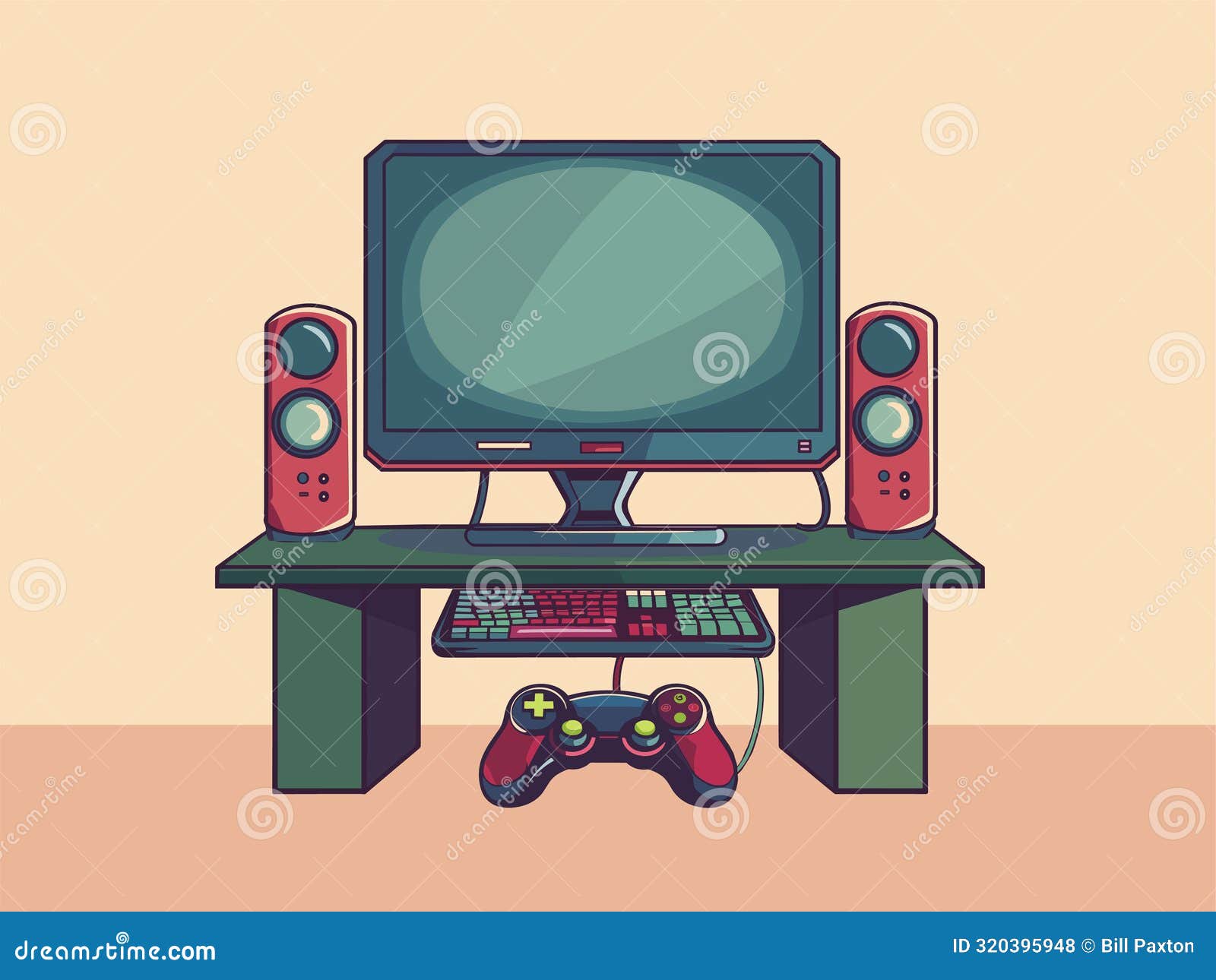 Illustration of a Computer Gaming Set Stock Vector - Illustration of ...