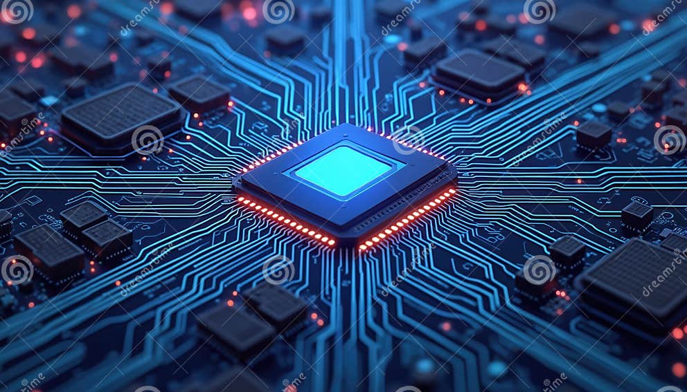 Illustration of Computer Motherboard Featuring Chip, Processor ...