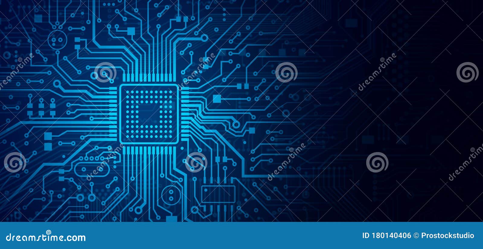 Illustration of Computer Processor Chip on Circuit Board, Copy Space ...