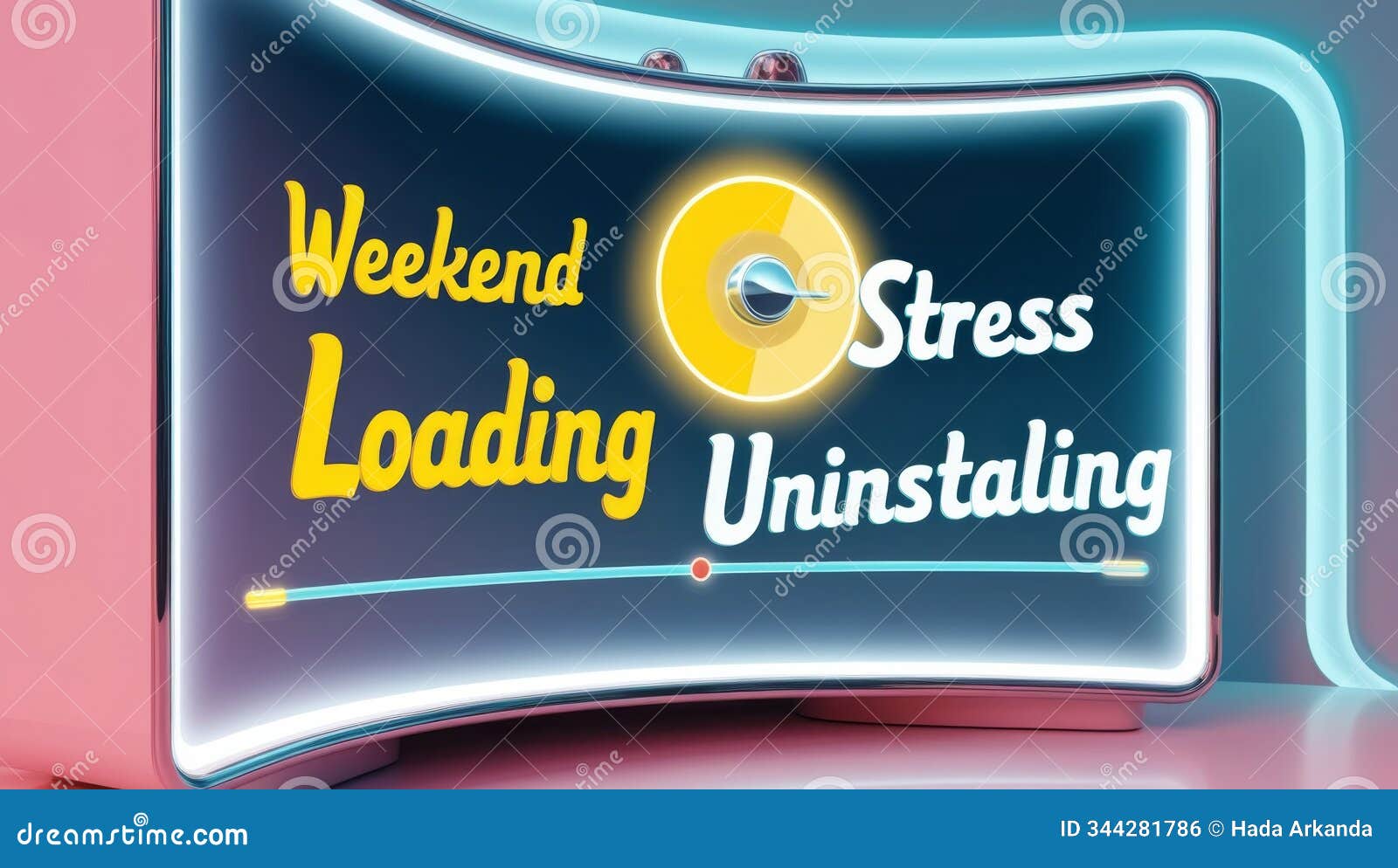 Illustration of Computer Screen with "Weekend Loading" and "Stress ...