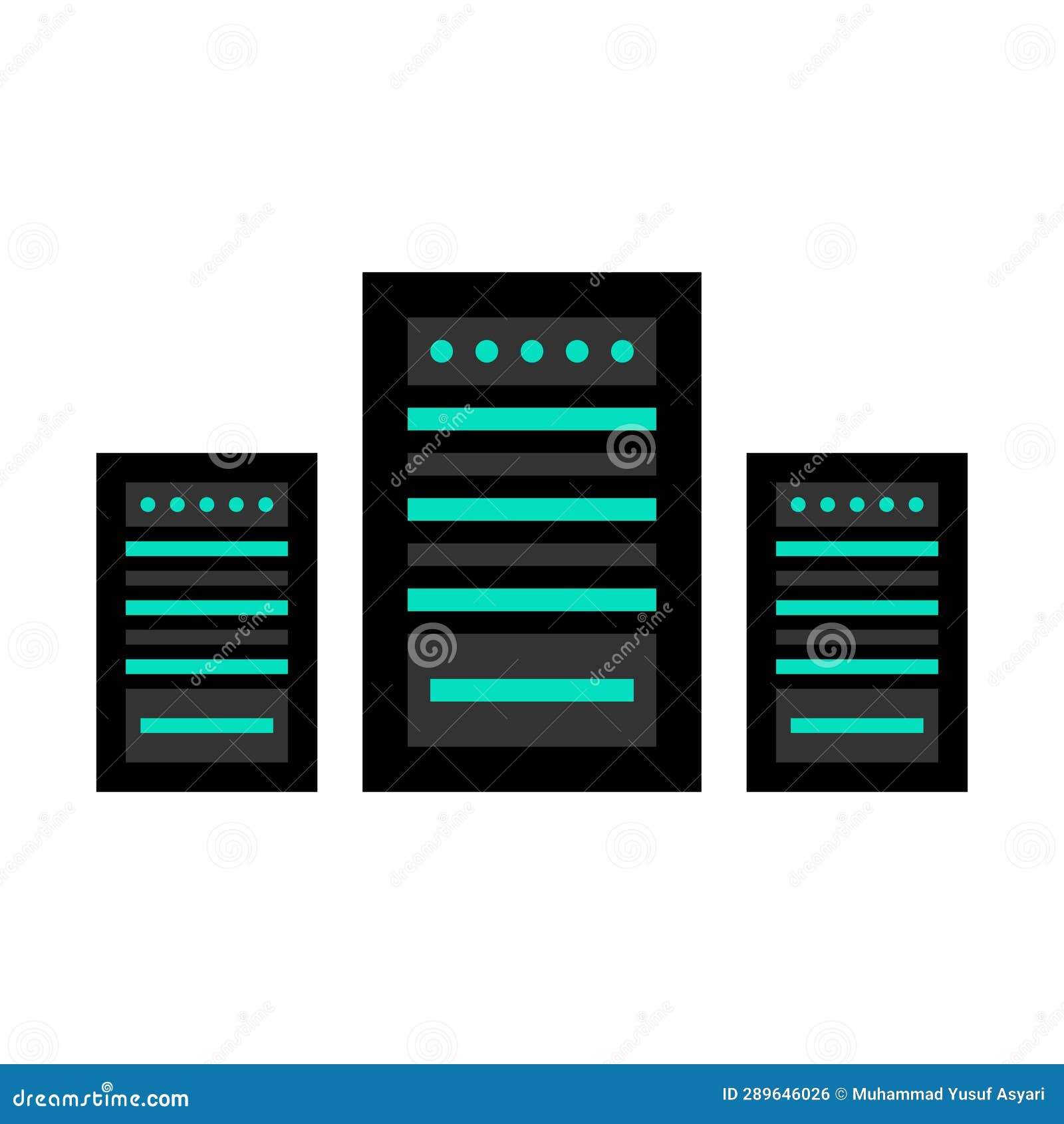 Illustration of a Computer Server with Black, Blue, Gray Colors Stock ...